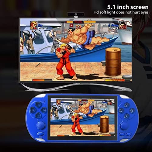(Blue) 5.1'' 8GB Retro Handheld Game Console+1 x Earphone+1 x USB Data Cable+1 x AV Cable+1 x User Manual +1 x Retail Box
