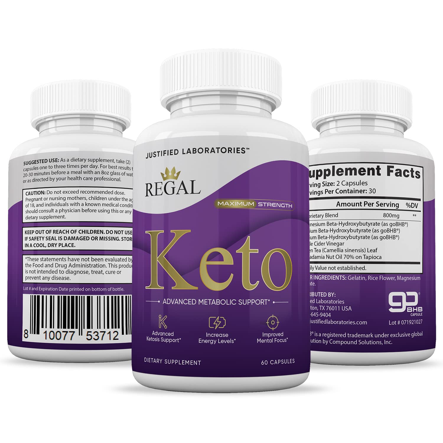 (5 Pack) Regal Keto Pills 800MG Includes Apple Cider Vinegar goBHB Exogenous Ketones Advanced Ketosis Support for Men Women 300 Capsules