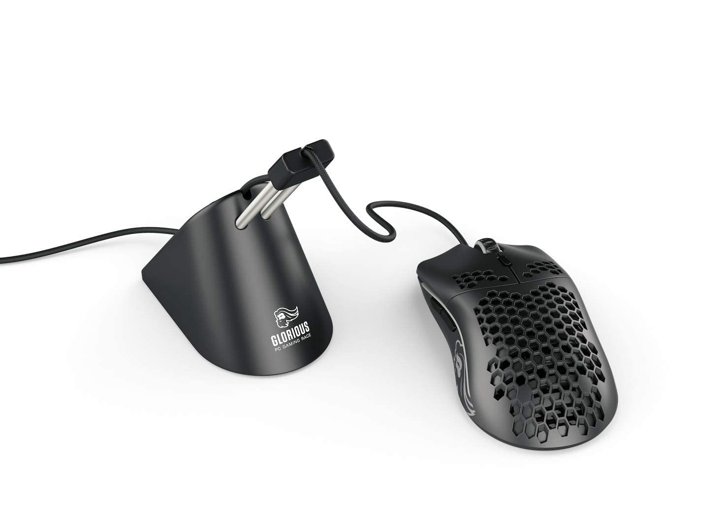 (Grip Tape + Bungee) Glorious Gaming Mouse Grip Tape (Model O) + Glorious Gaming Mouse Bungee - Flexible Mouse Cable Management - Gaming Mouse Accessory (Black) (Bundle)