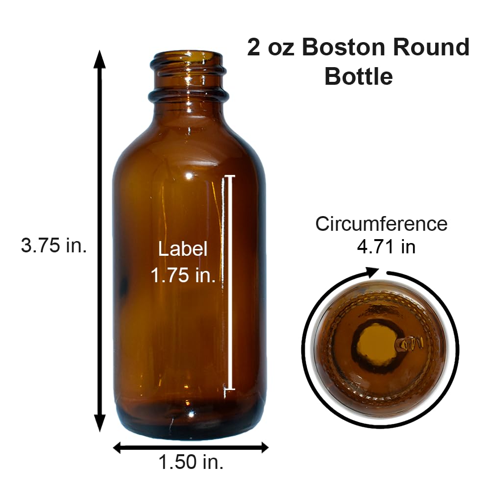 (Pack of 80) 2 oz. Amber Boston Round with Black Glass Dropper