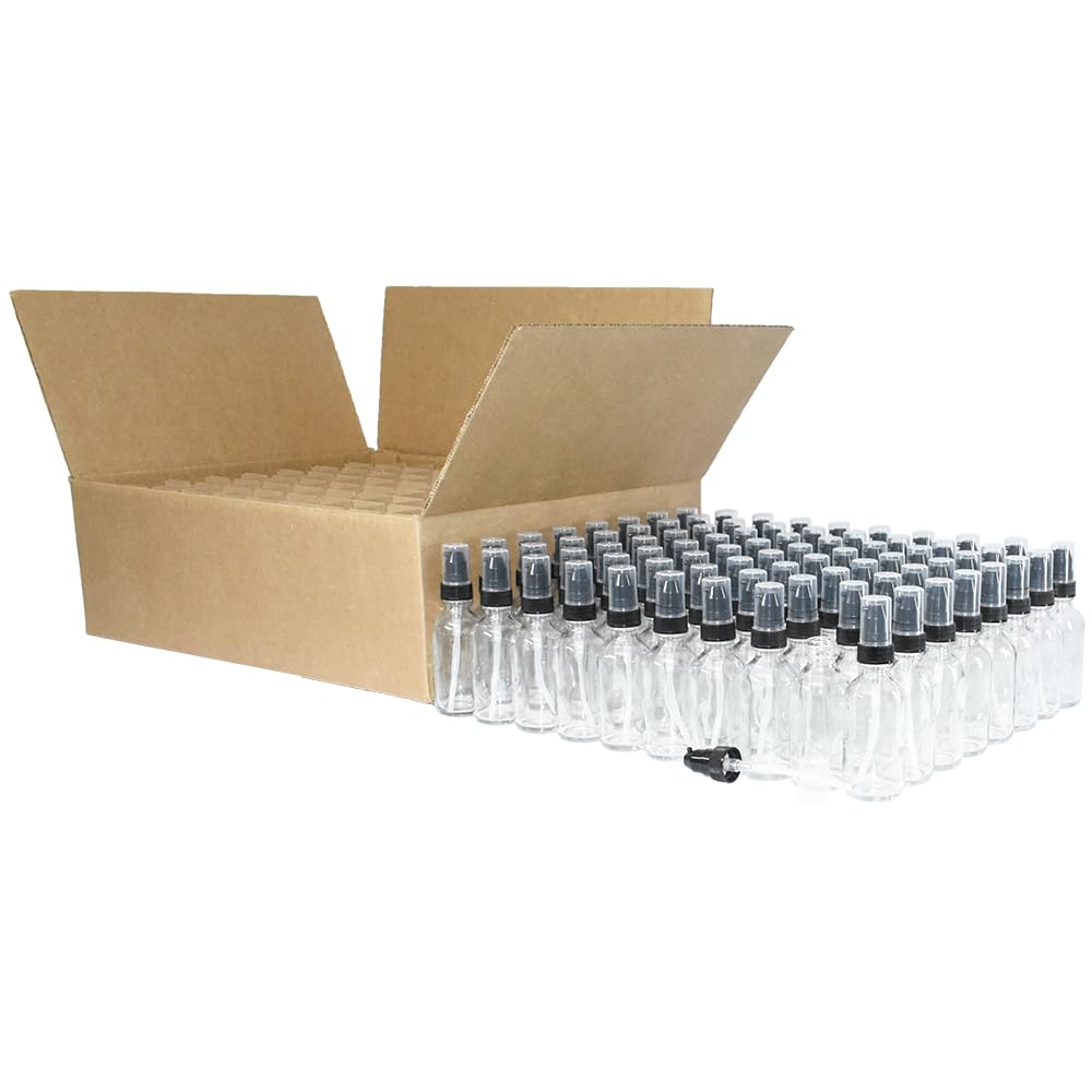 (Pack of 80) 2 oz. Clear Boston Round with Black Treatment Pump