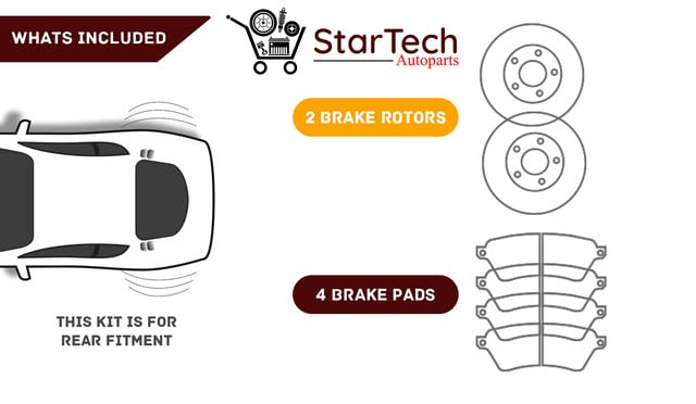 (Rear Brakes)-(StarTech Autoparts Premium Top-Notch)-(2 Drilled Brake Rotors & 4 Ceramic Brake Pads)-(STA-D-C-R-BrakeKit-719)