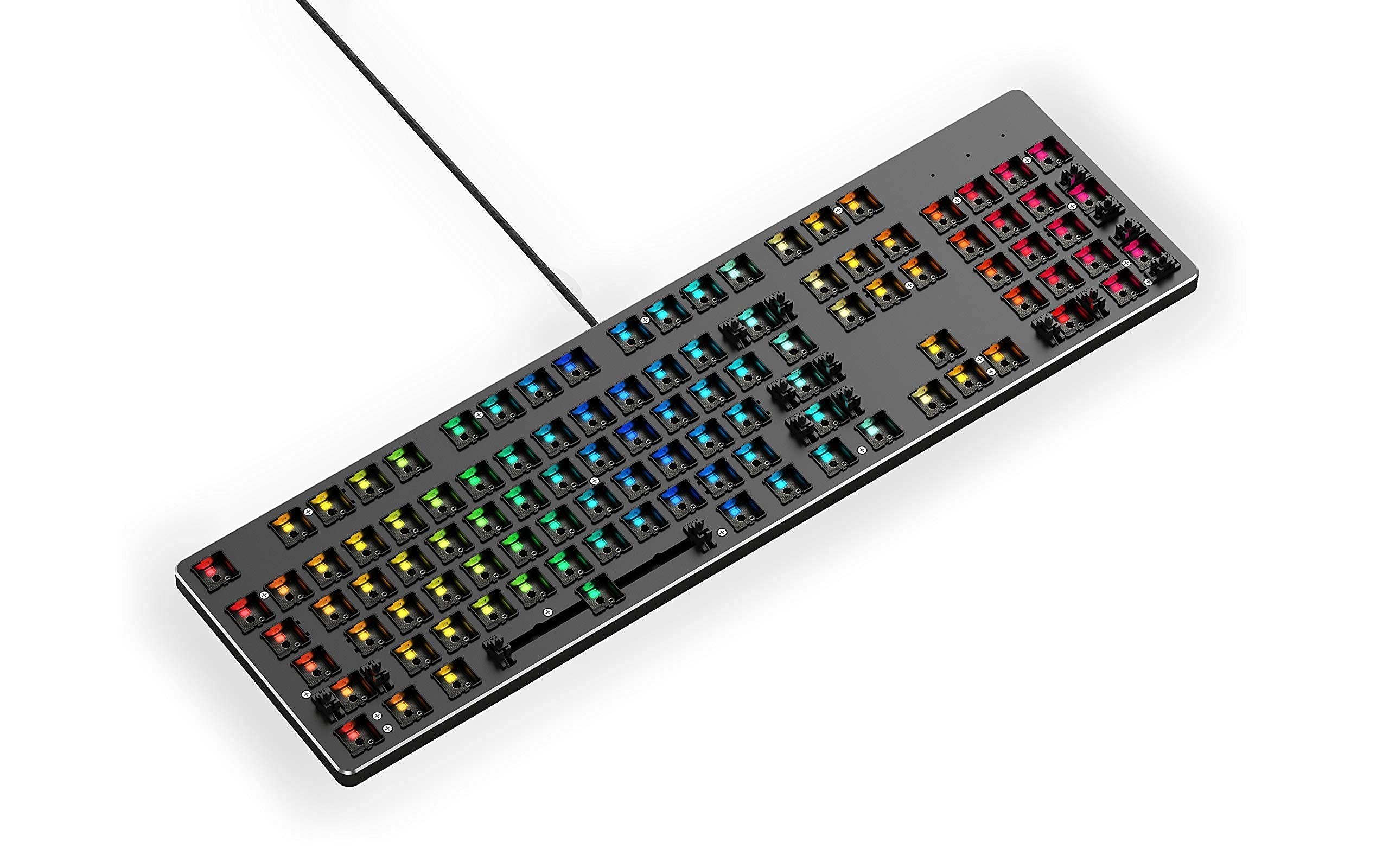 (Barebone Keyboard + Keycaps) Glorious Modular Mechanical Gaming Keyboard (GMMK)- Barebone Edition (Full Size, Black) + Glorious Black Aura Keycaps (Bundle)