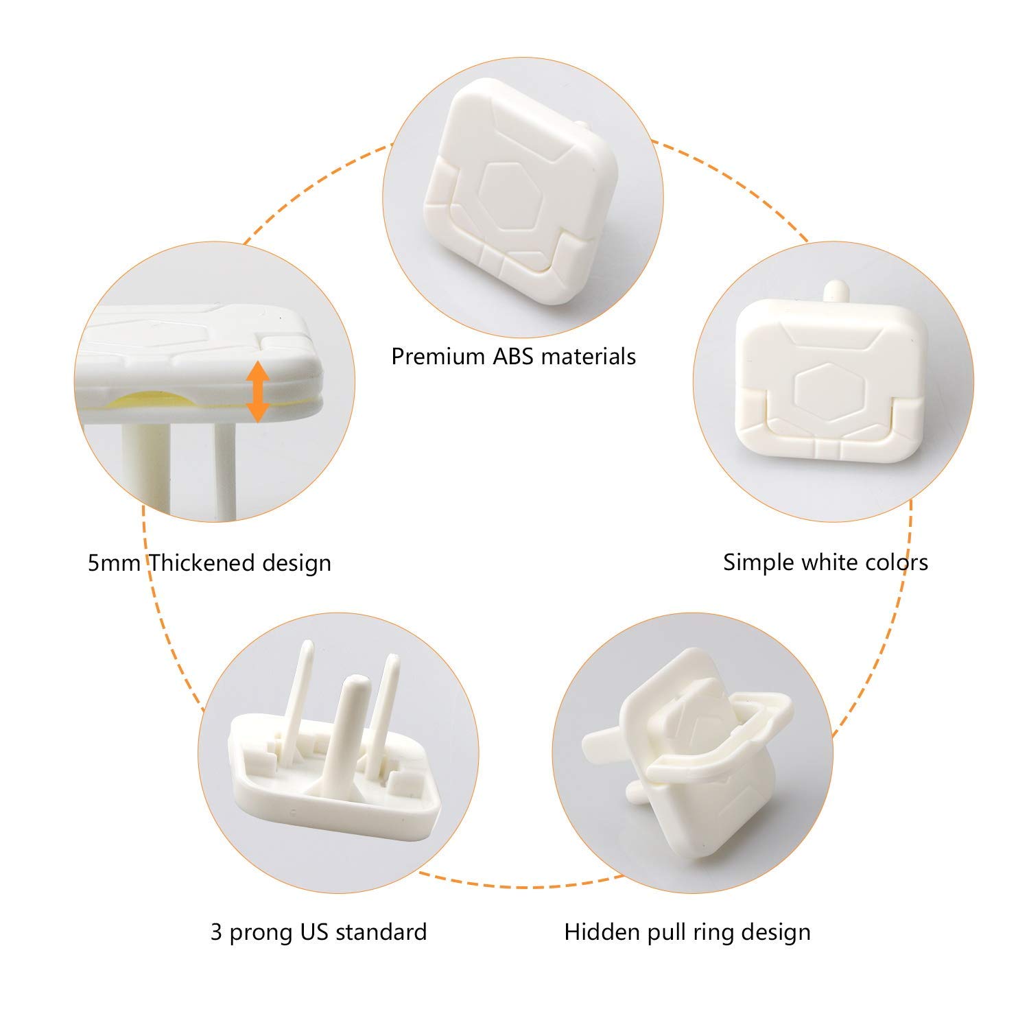 (Pack of 50) Socket Cover Baby Protective Plug Cover with Hidden Handle, Child Safety Socket Cover Socket Protector for Home and Office (3 Prong25, 2 Prong25)