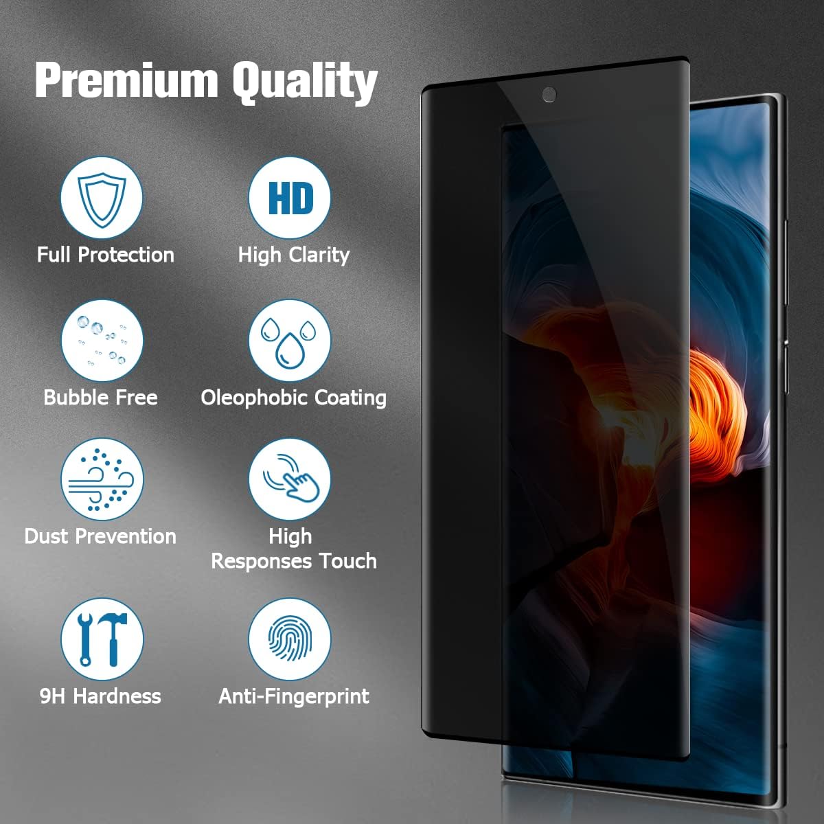 [1+2 Pack] Galaxy S23 Ultra Privacy Screen Protector with Glass Camera Lens Protector, 3D Curved, Scratch Resistant, Bubble-Free, Anti-Spy Tempered Glass for Samsung Galaxy S23 Ultra 5G 6.8 Inch