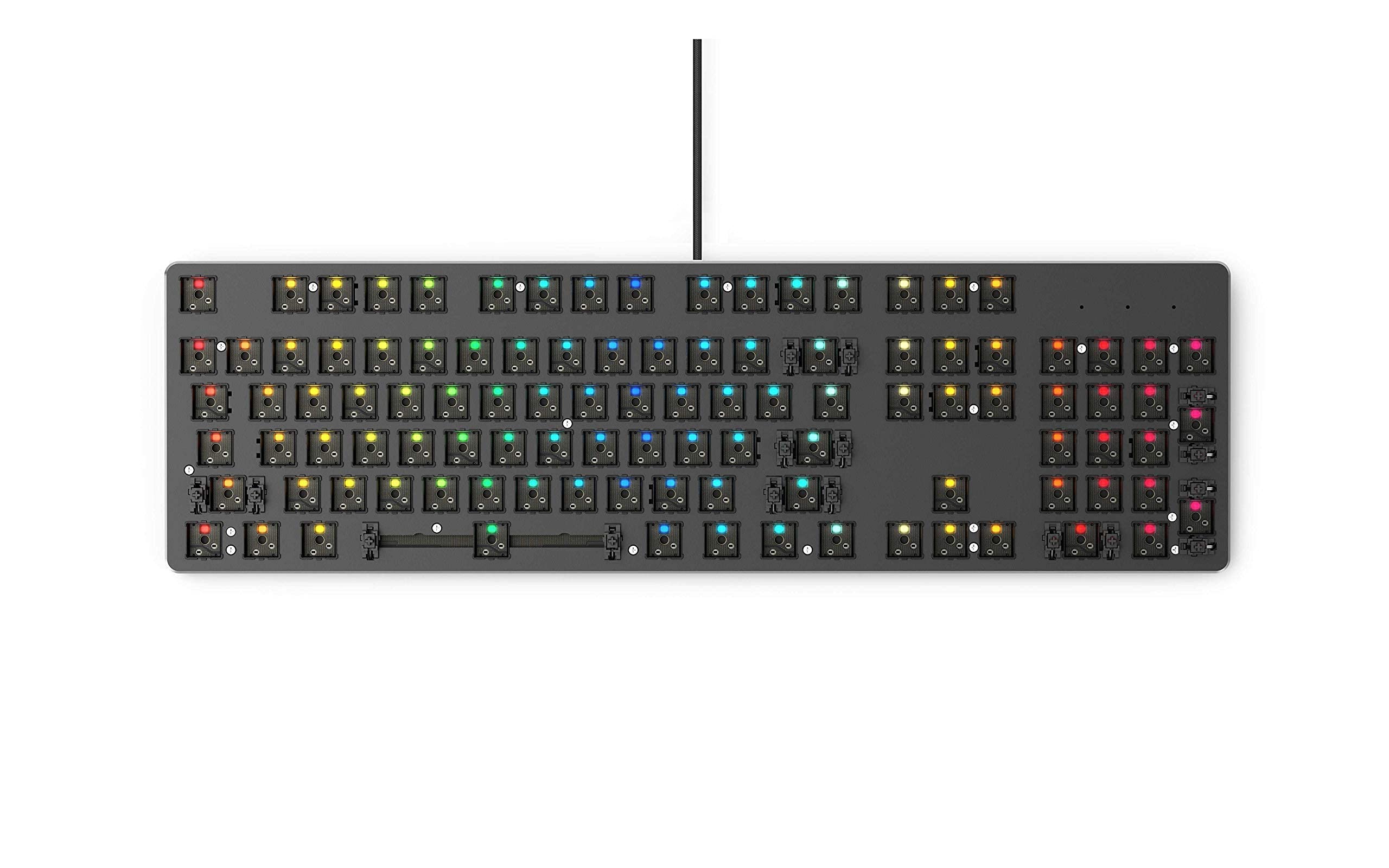 (Barebone Keyboard + Keycaps) Glorious Modular Mechanical Gaming Keyboard (GMMK)- Barebone Edition (Full Size, Black) + Glorious Black Aura Keycaps (Bundle)