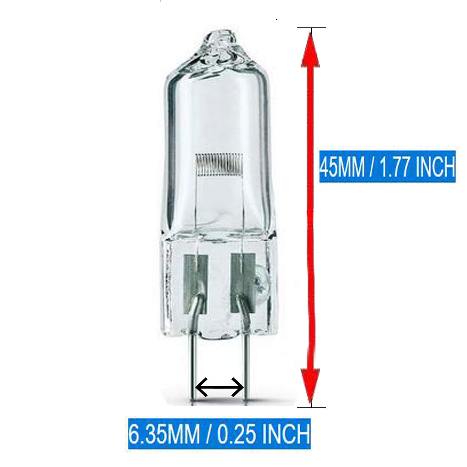 （Pack of 5）- FCS 150W/T4/24V/CL/G6.35 150-watt 24-Volt Bi-Pin Based Stage and Studio T4 Bulb Light Lamp Halogen, Clear/for Projector Stage Slide & Movie Projection
