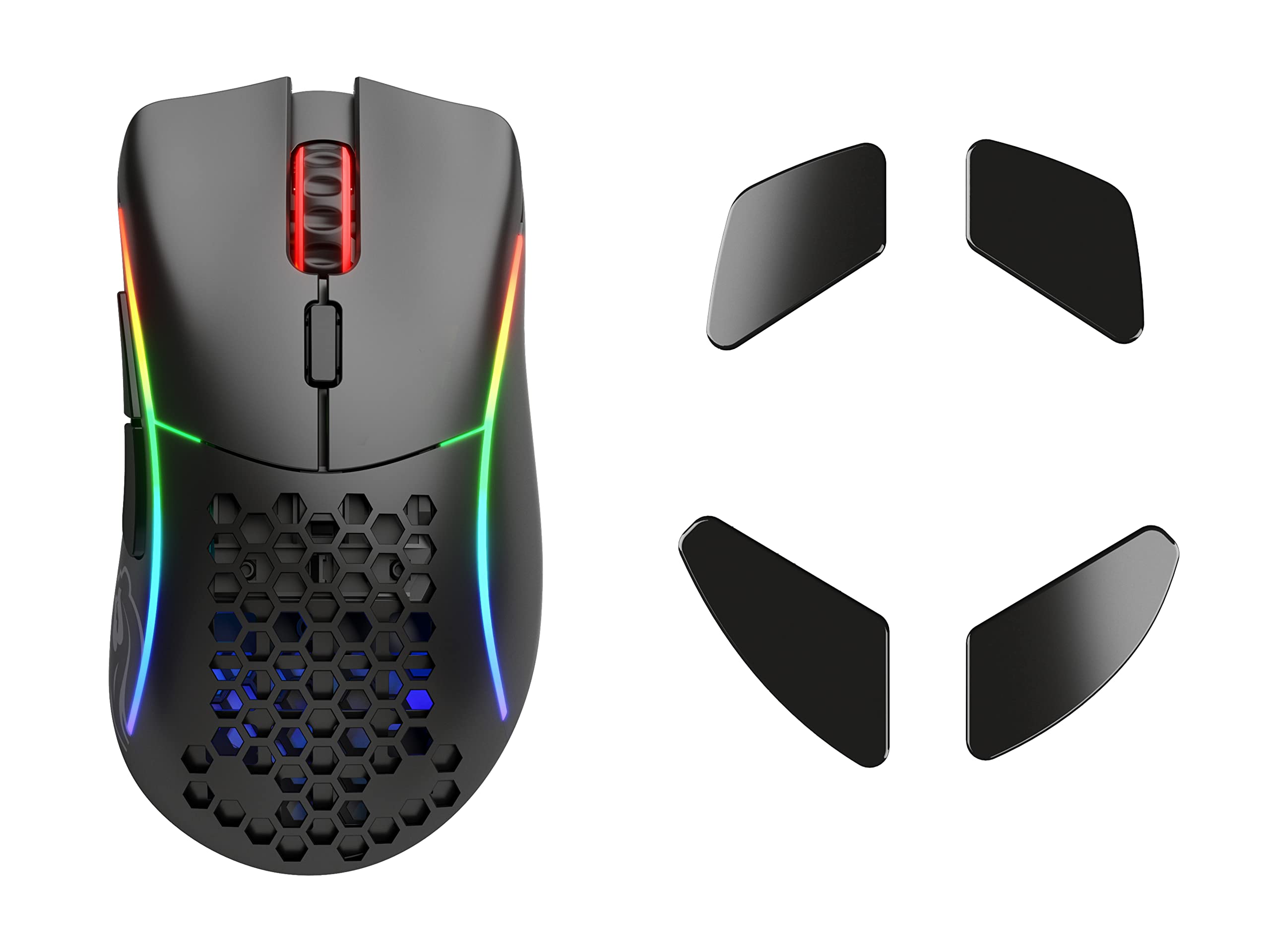 (Mouse + Ceramic Feet) Glorious Model D- (Minus) Wireless Gaming Mouse (Matte Black) + Glorious G-Floats PC Gaming Mice Feet - Polished Ceramic Feet for Model D Minus Gaming Mouse (Bundle)