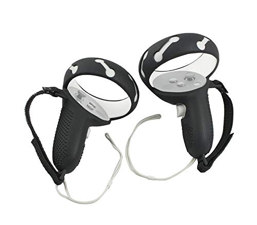(One Size) Knuckle Strap Touch Controller Grip Cover Protective fit for Oculus Quest 2 (Black)