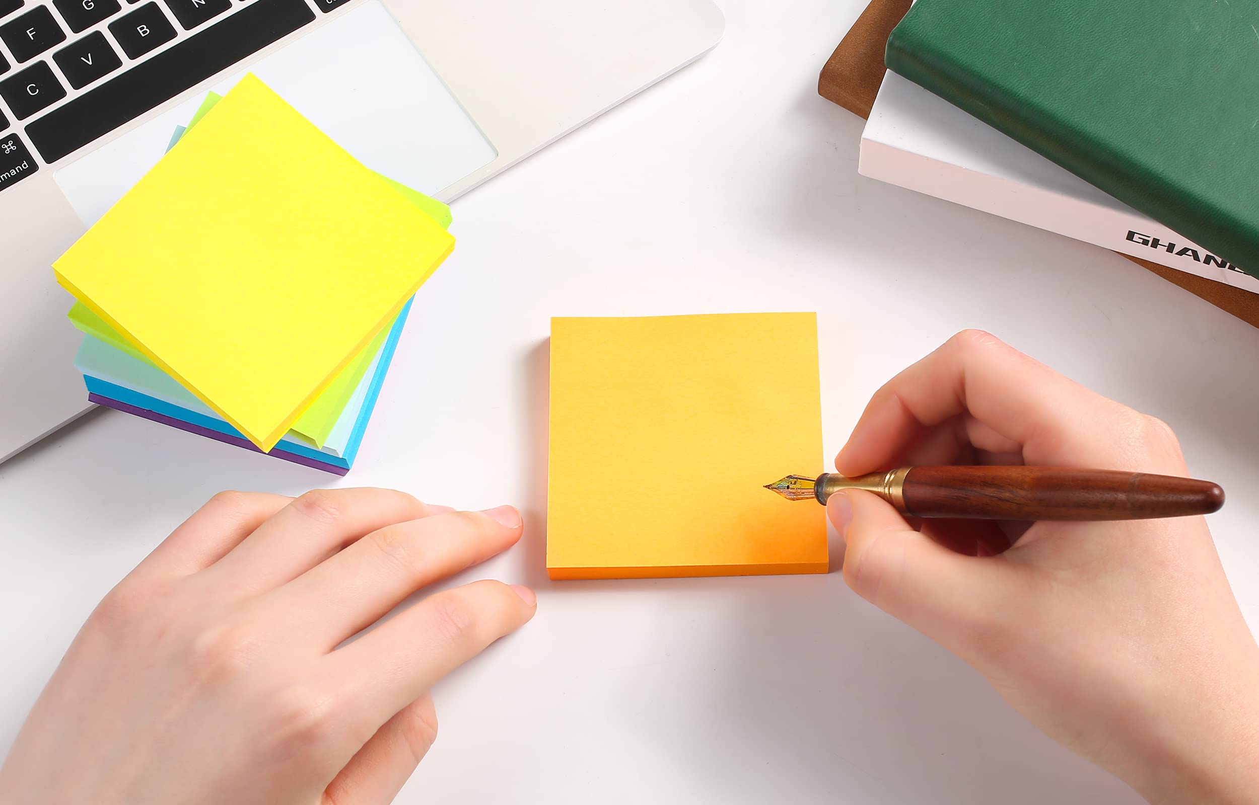 (8 Pack) Pop-up Sticky Notes 3x3 Inches, 8 Bright Colors Super Sticky Notes, Clean Removal, Recyclable, 84 Sheets/pad