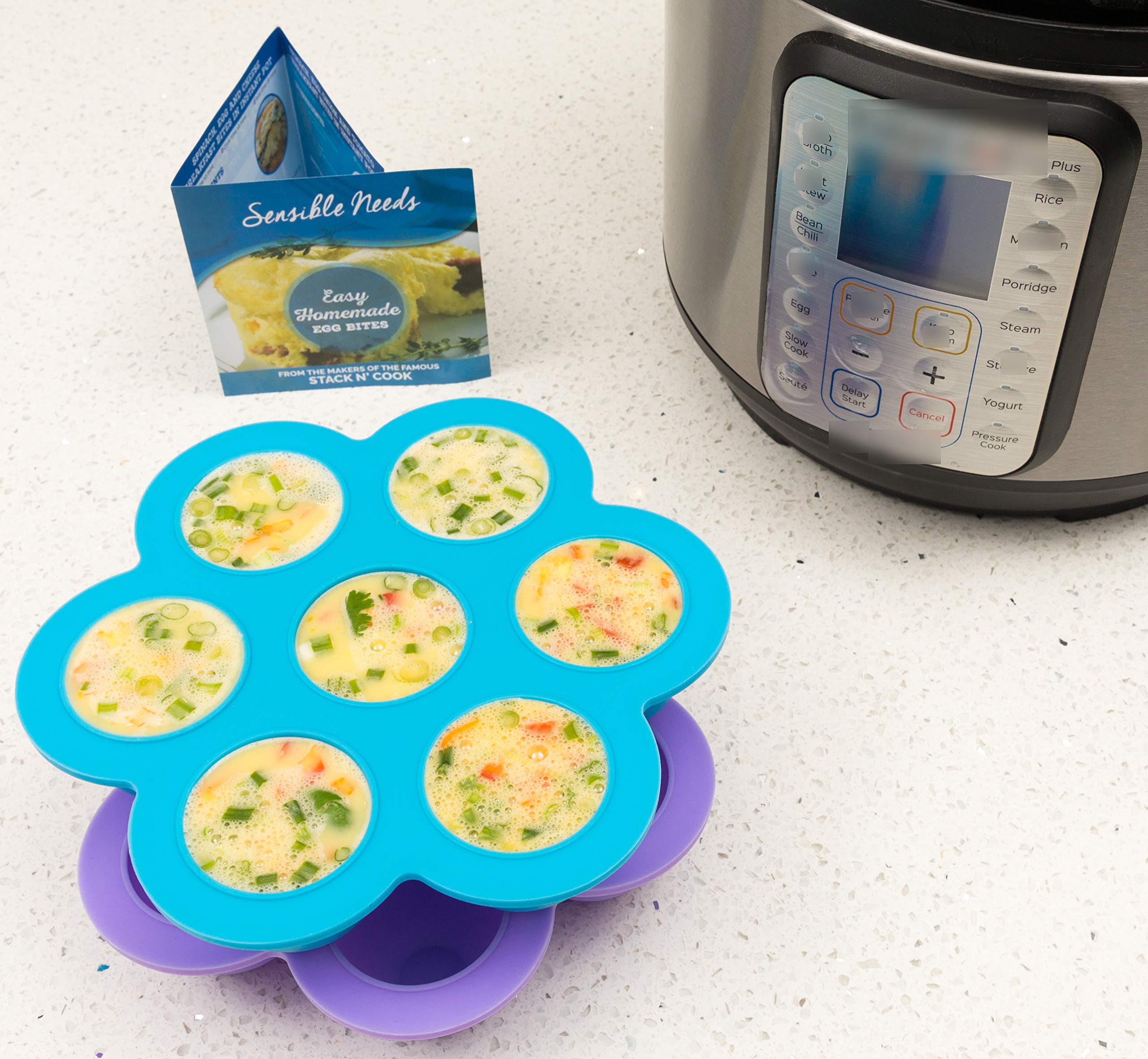 [2 Pack] Silicone Egg Bites Molds for Instant Pot Accessories, Egg Bite Mold Fits 5, 6, 8 qt Pressure Cooker, Sous Vide Egg Bite Maker, Baby Food Storage, Silicone Egg Mold