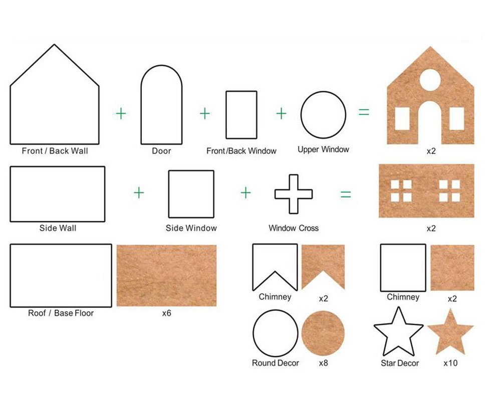(Set of 10) 3D Cookie Cutter Set for Gingerbread Houses, Christmas Cookie Cutters for Kids, Gift Box Packaging