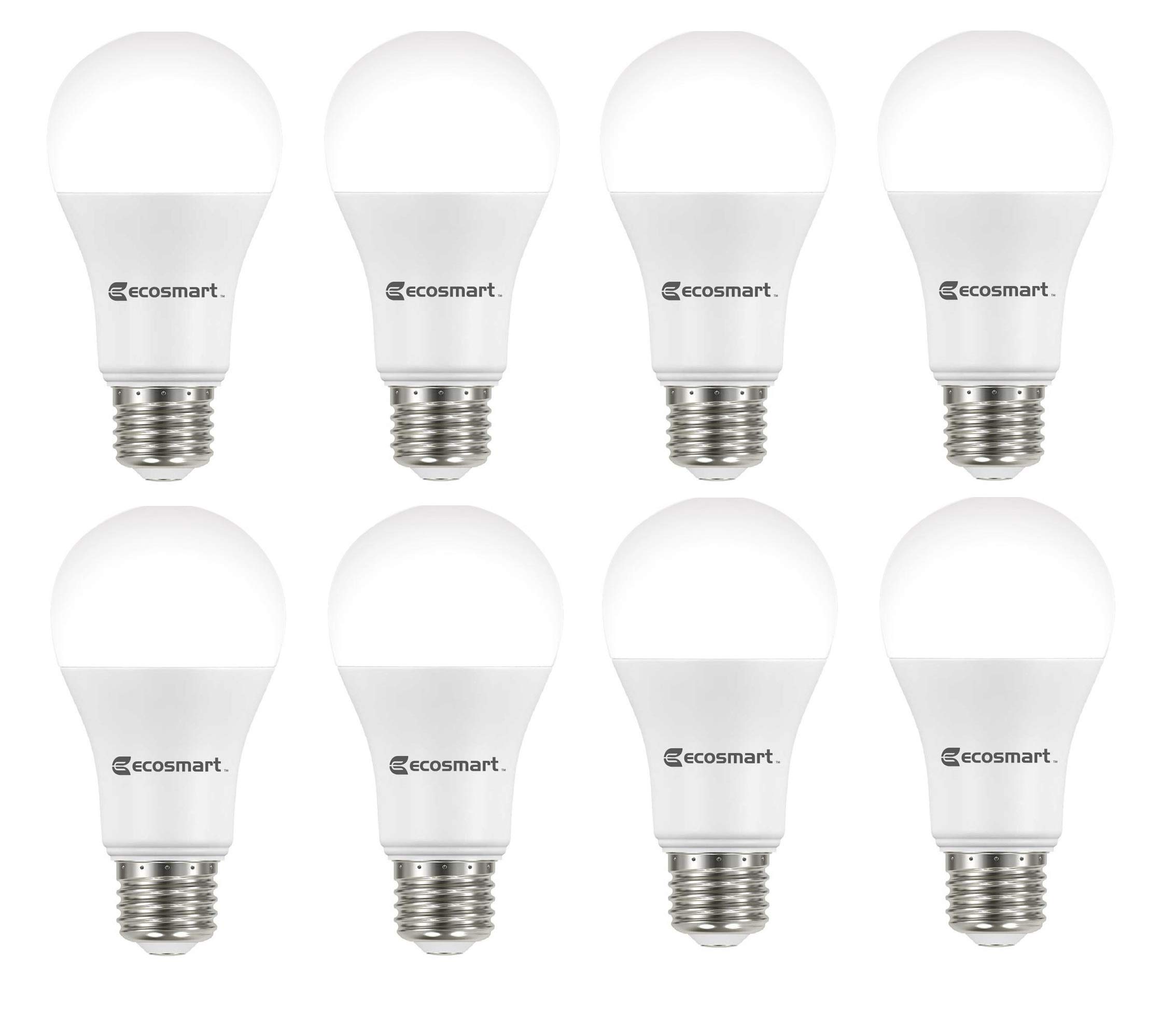 (8-Pack) EcoSmart LED Dimmable 100-Watt Bright White Light Bulb, A19, 1680-Lumen, 3000K, E26 Base