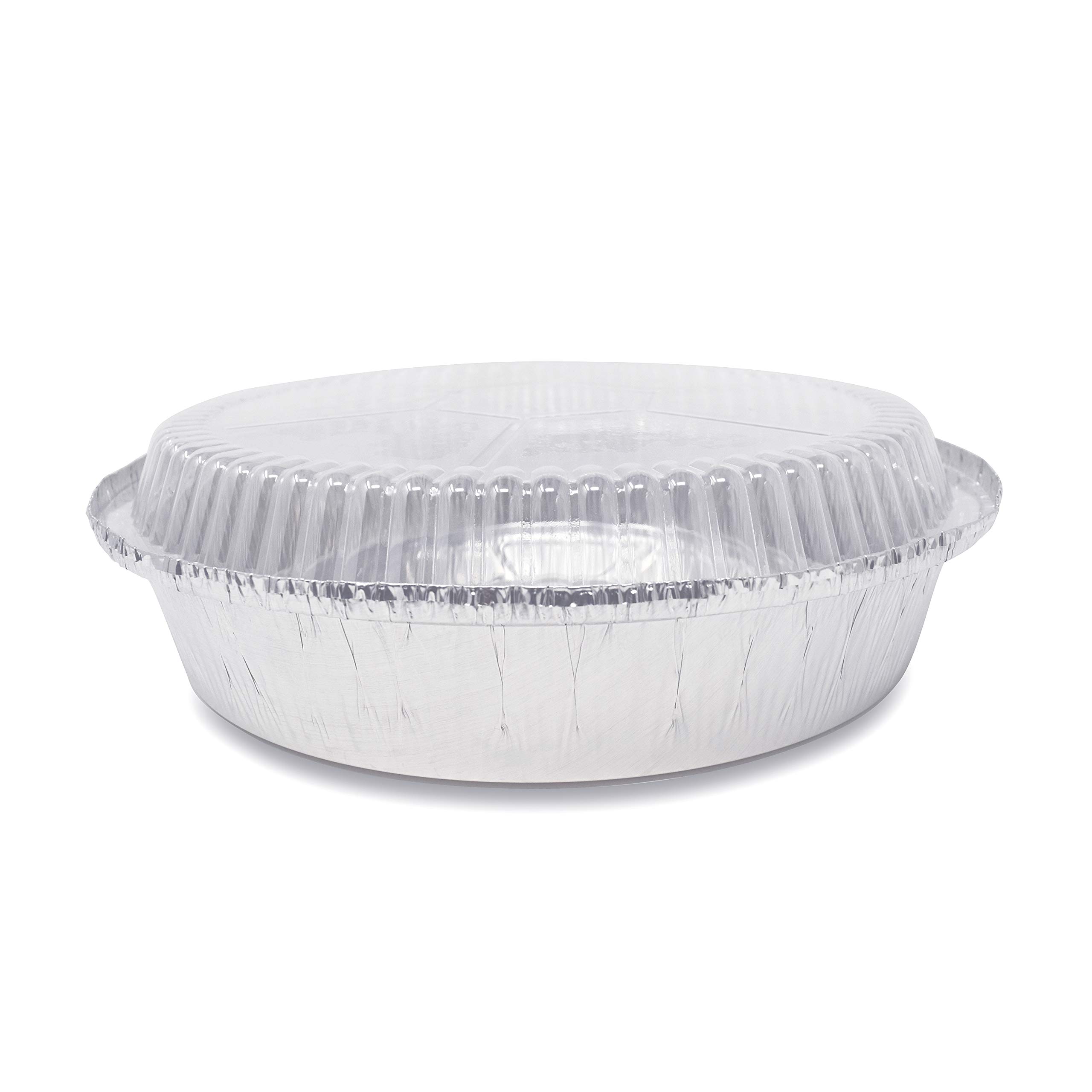 (60 Pack) Premium 7-Inch Round Foil Pans with Plastic Dome Lids l Heavy Duty l Disposable Aluminum Tin for Roasting, Baking, or Cooking
