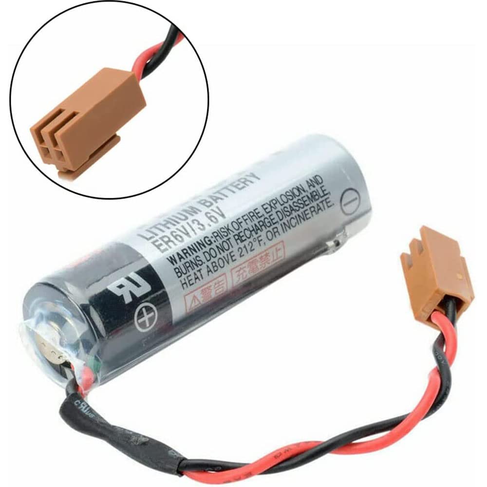 (Pack of 20) ER6V/3.6V 2400mAh PLC Lithium Battery for Toshiba er6vc119a er6v 3.6v Lithium Battery with Brown Plug