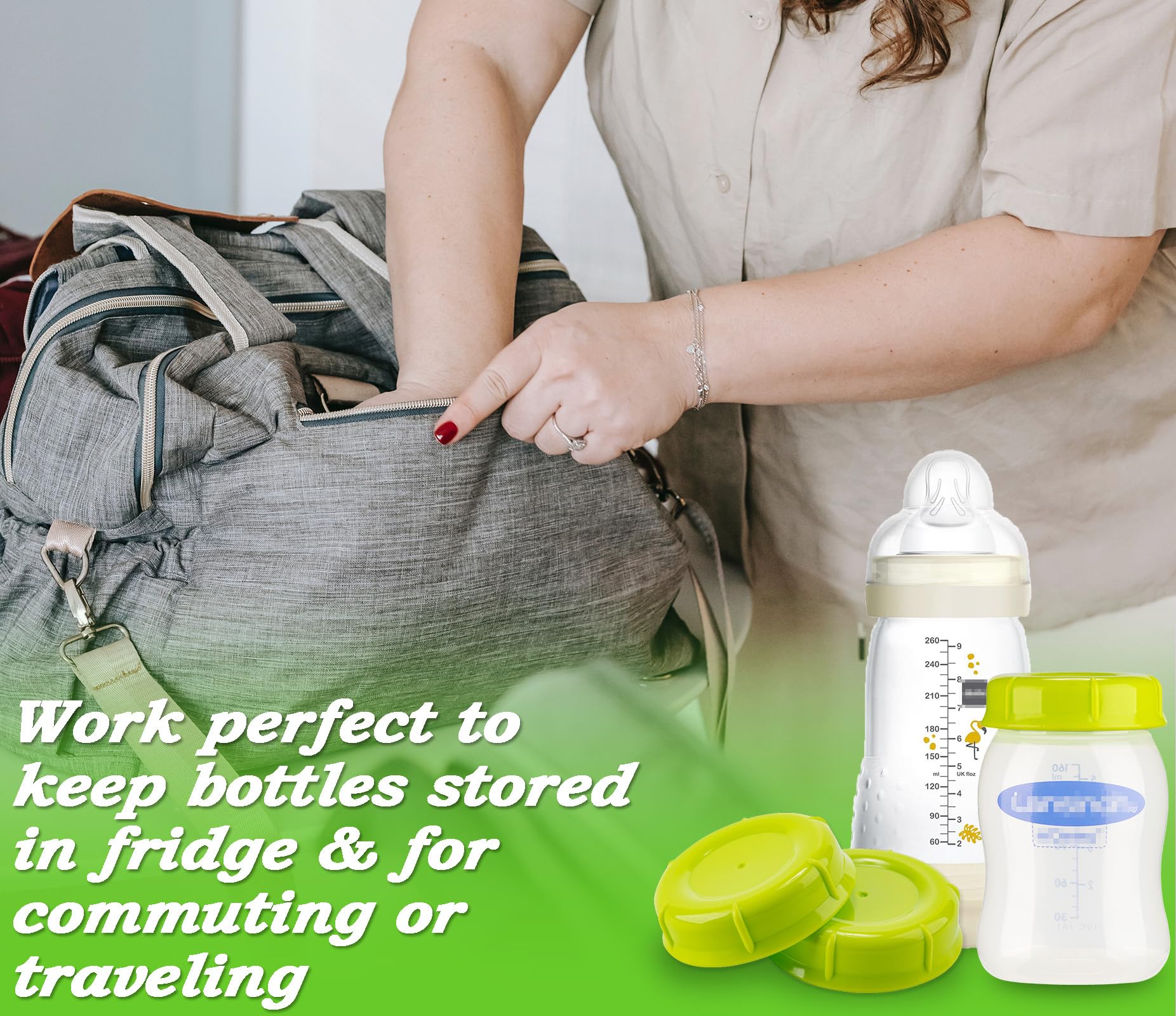 (9-PCs) Travel Bottle Caps Compatible with Lansinoh MAM Bottles, Storage Lids Replacement