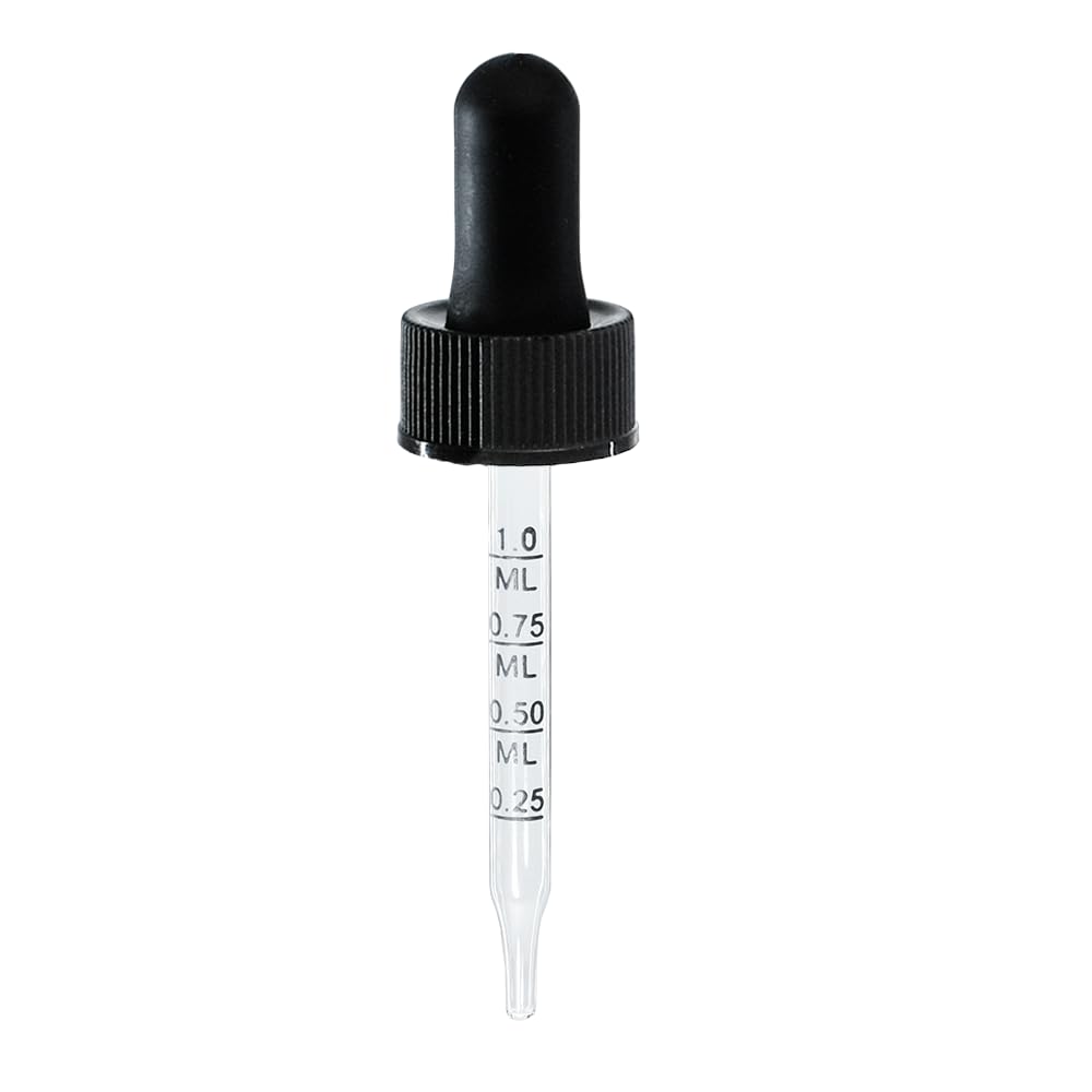 (Pack of 108) 1 oz. Clear Boston Round with Black Graduated Glass Dropper