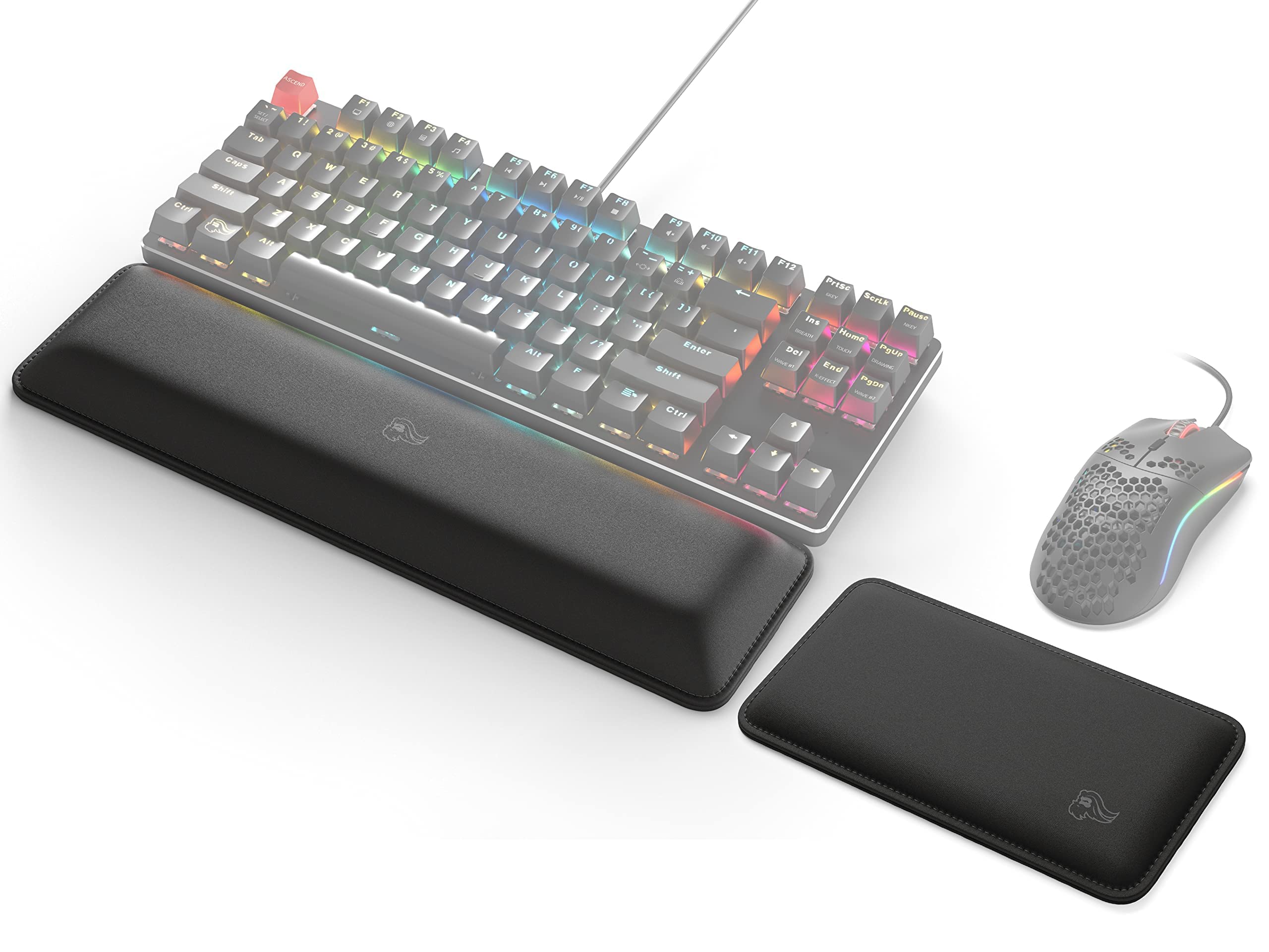 (Keyboard Wrist Rest + Mouse Wrist Rest) Glorious Padded Keyboard Wrist Rest - Stealth Edition (Black) (TKL) + Glorious Padded Mouse Wrist Rest (Black) (Bundle)