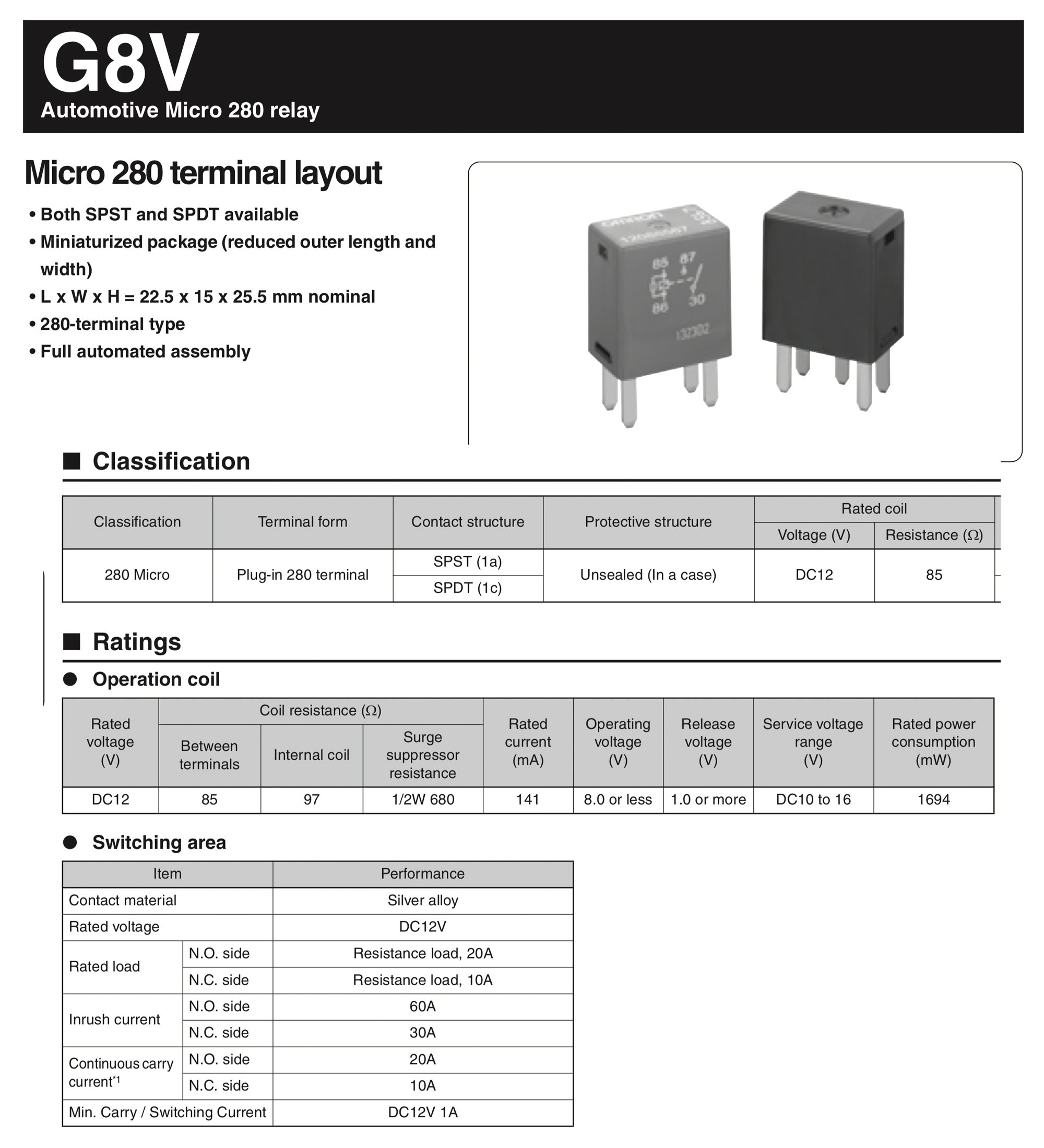 (Pack of 2) Omron GM 4-Pin Relay 15328866 High Power 4 Terminal Multi-Use Relay 8385