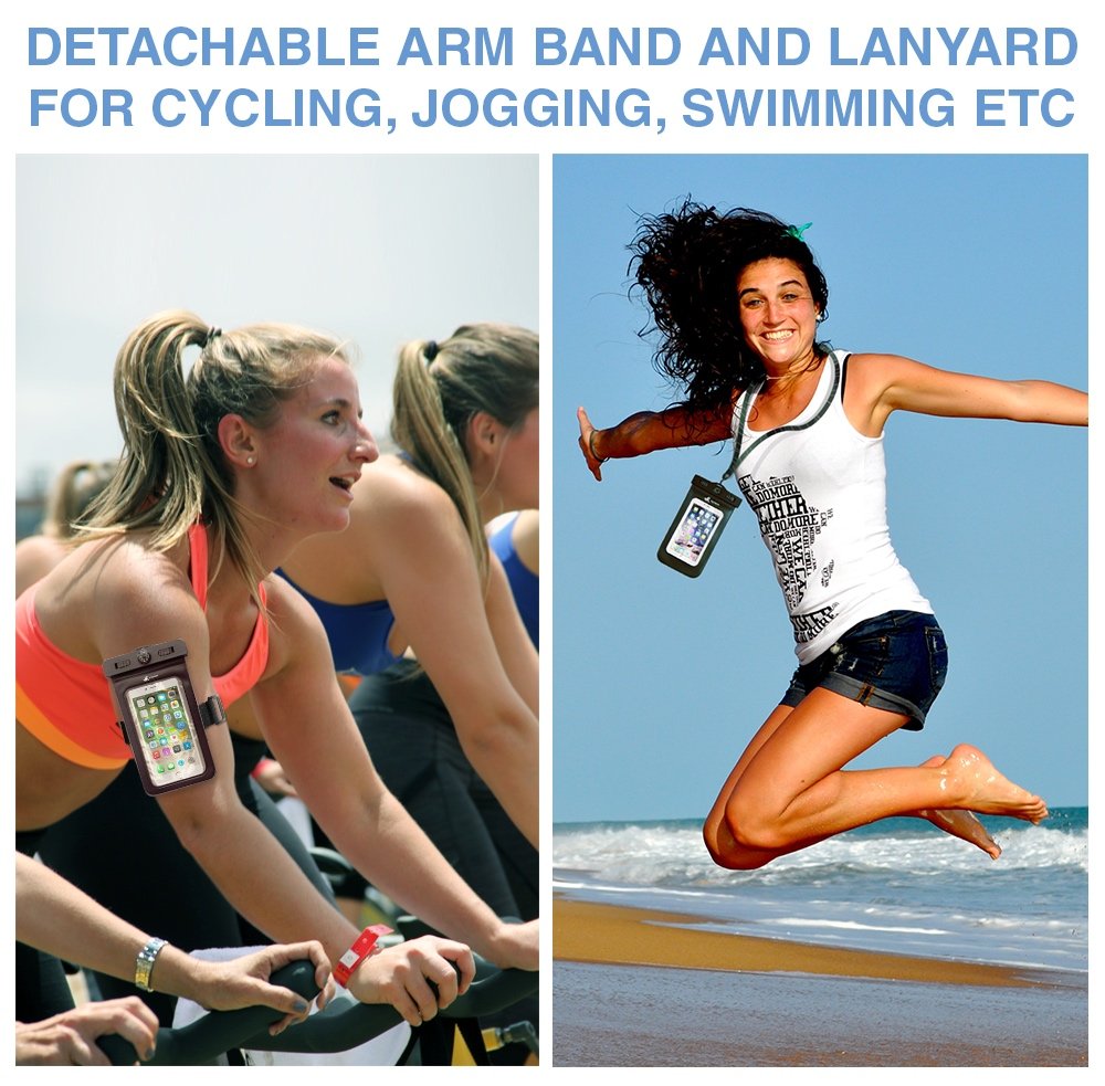 [ PREMIUM QUALITY ] Universal Waterproof Phone Holder with ARM BAND, COMPASS & LANYARD - Best Floating Waterproof Phone Case For iPhone 14 Pro Max/ 13 Pro Max/ 12 Pro Max/ 11/ S22 - Dry Waterproof Bag