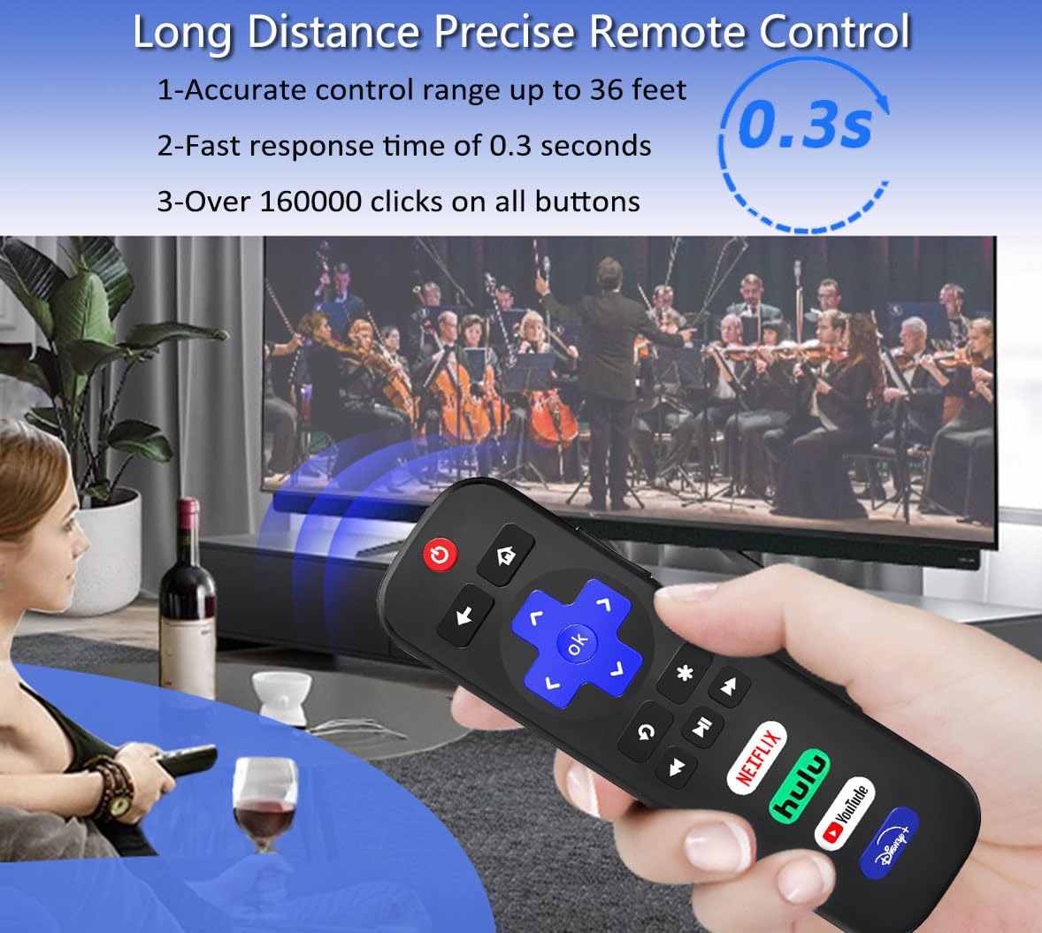 (Pack of 2) Universal Remote Replaced Control Only for Roku TV, MOBKAJUI Remote Compatible for TCL/Hisense/Onn/Sharp/Element/Westinghouse Roku Series TVs, (Not for Roku Stick and Box)