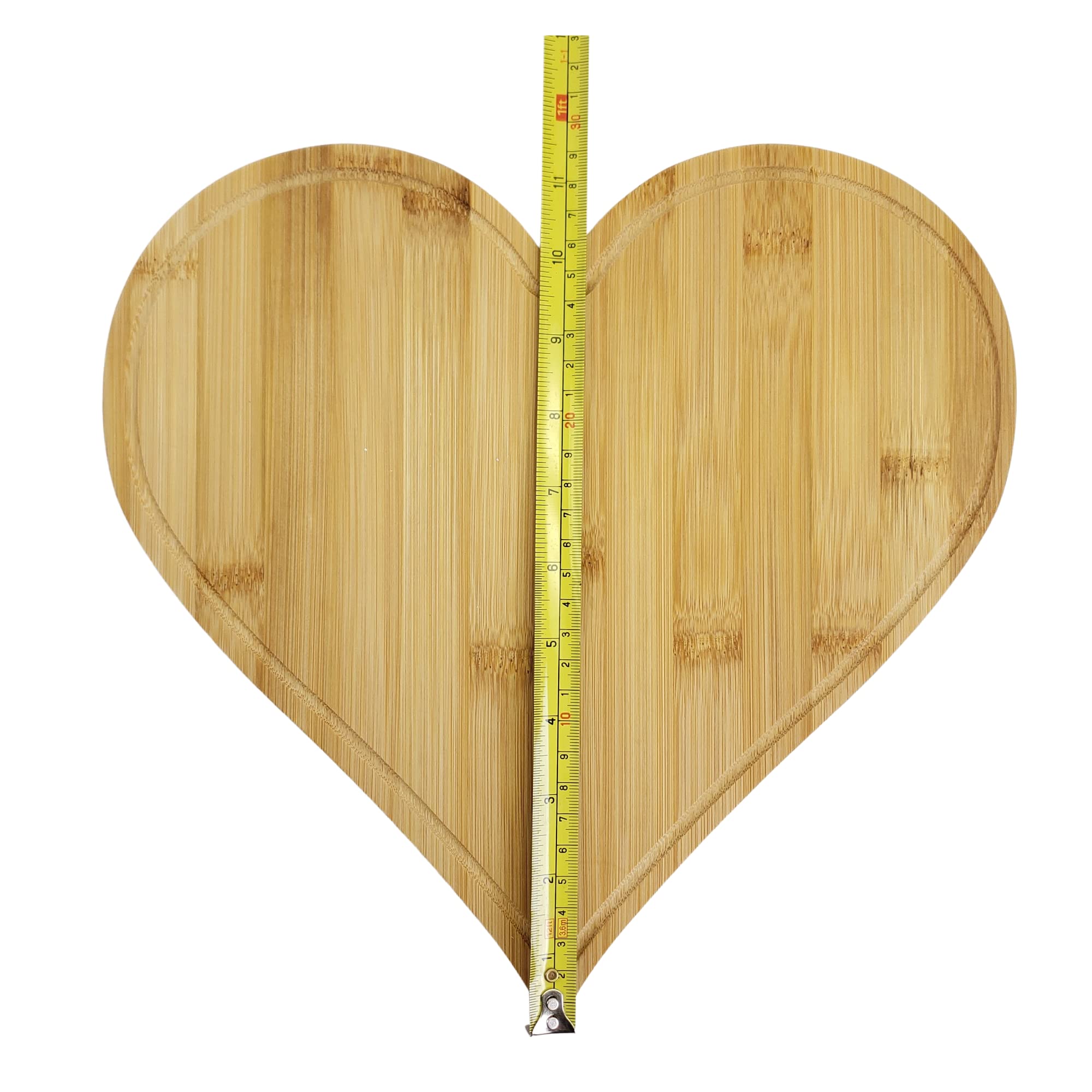 (Set of 12) 12" Heart Shaped Bulk Plain Bamboo Cutting Boards with Juice Groove | For Customized Engraving | Wholesale Premium Blank Board