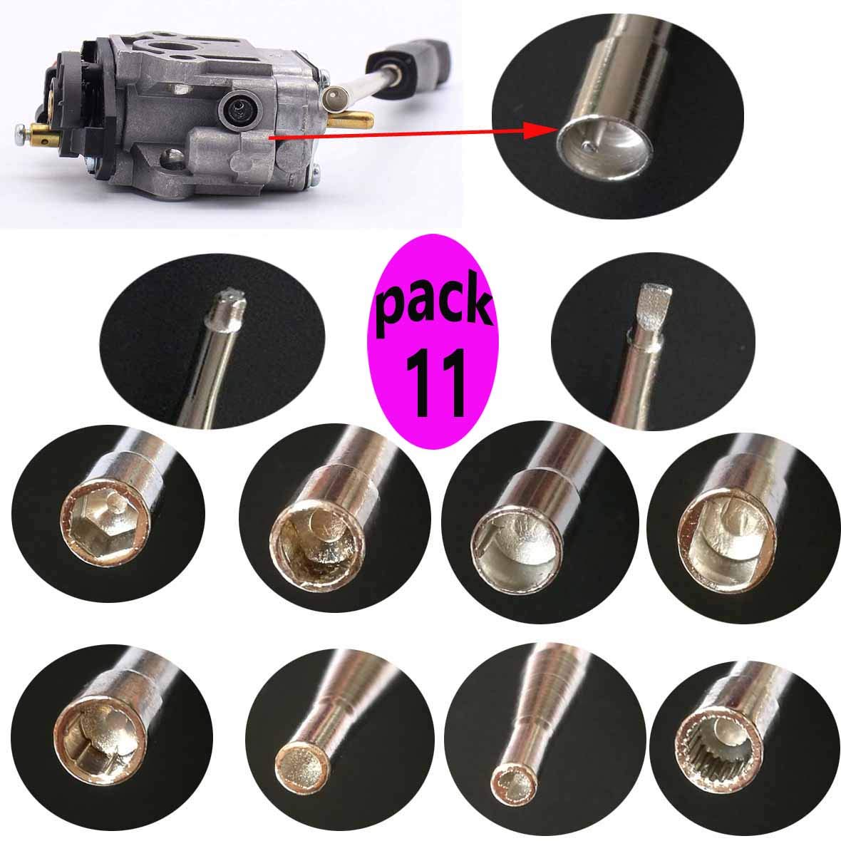 (Pack of 11) Carburetor Adjustment Tool + Toolkit + Cleaning Bursh for Common 2 Cycle Carburator Engine - Carburetor Adjustment Tool Set Carburetor Tune up Adjusting Tool
