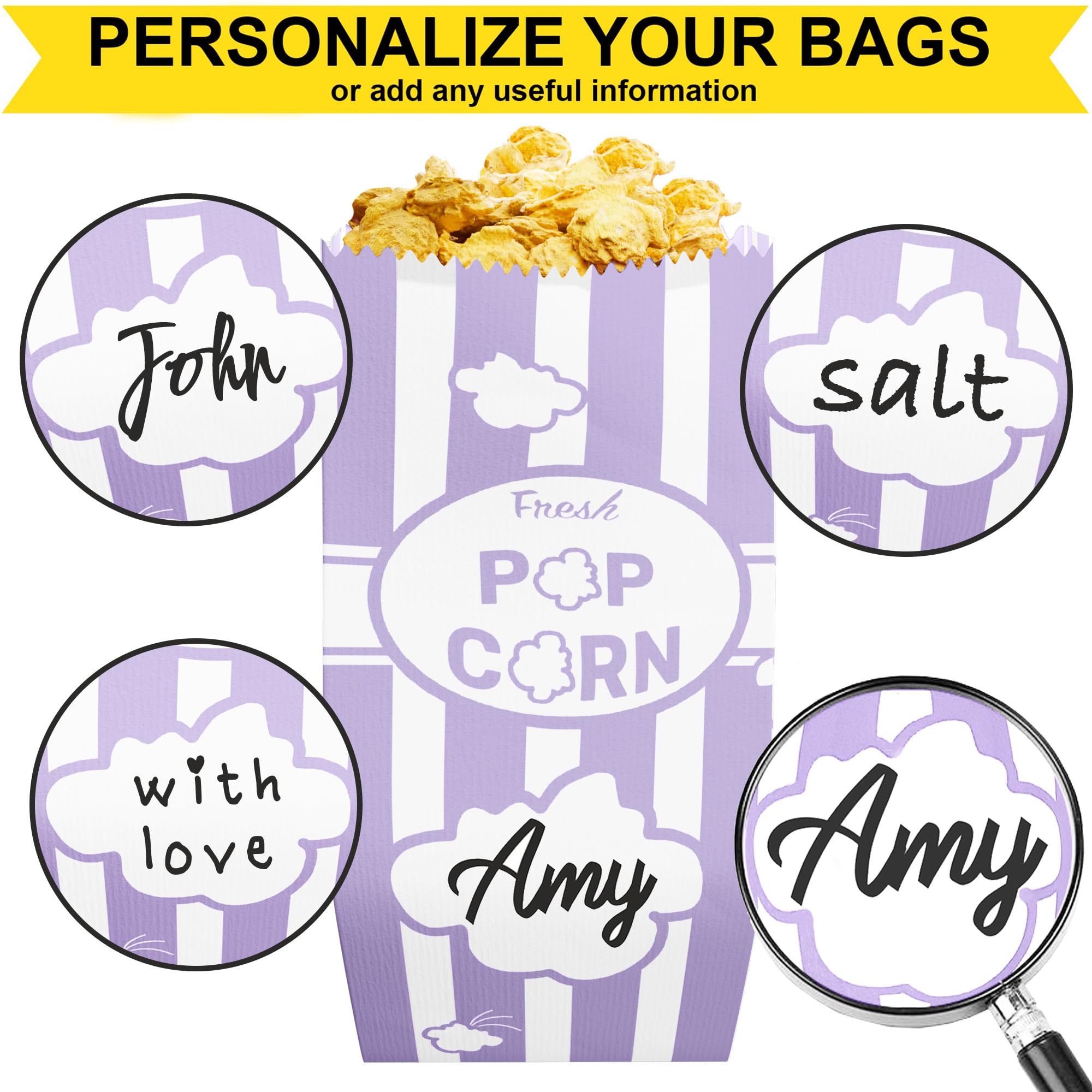 [100-pcs] 1 oz Lavender Popcorn Bags + [100-pcs] 1 oz Pink Paper Popcorn Bags - Customizable - Bundle