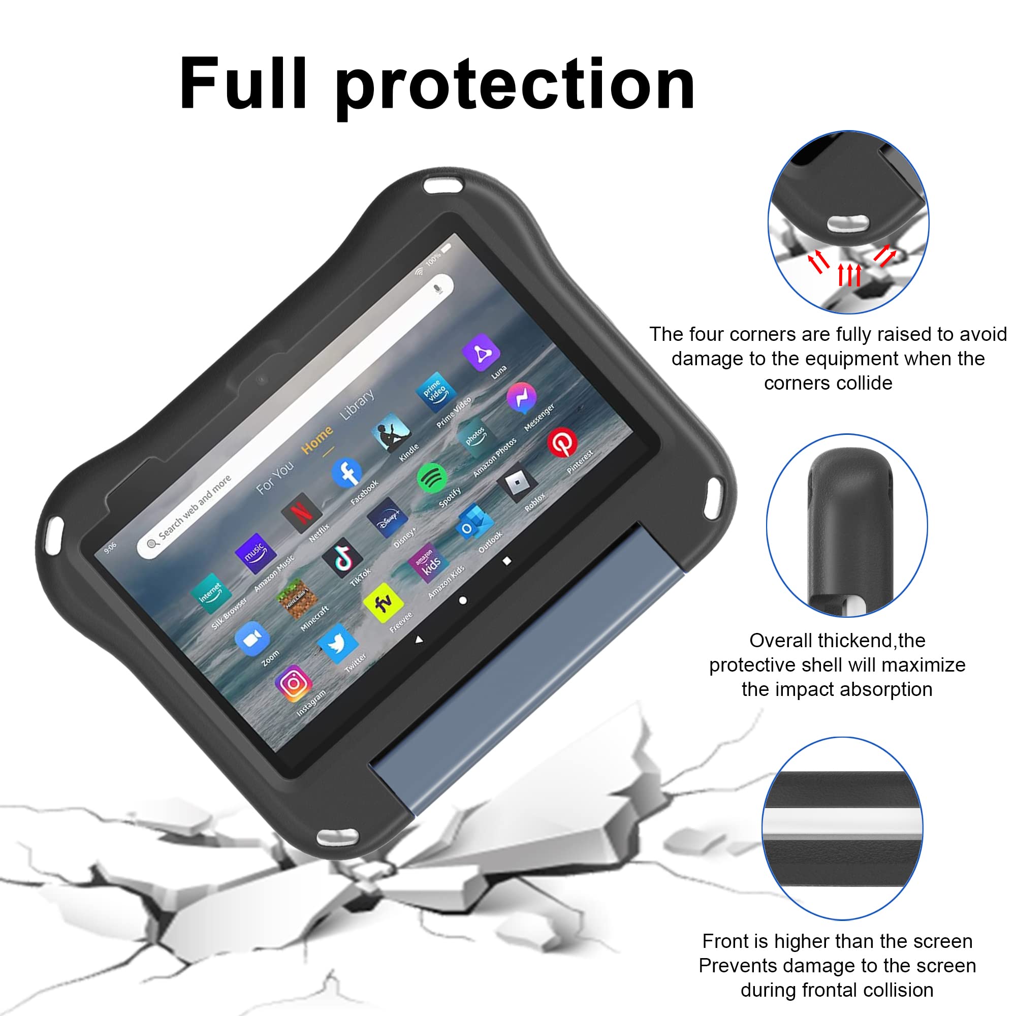 (Only Compatible with 12th Generation Tablet, 2022 Release) New Case for Kids, OQDDQO Lightweight Anti-Slip Shock Resistant Kid Friendly Cover Incompatible with iPad with Stand for 7" Tablet(Orange)
