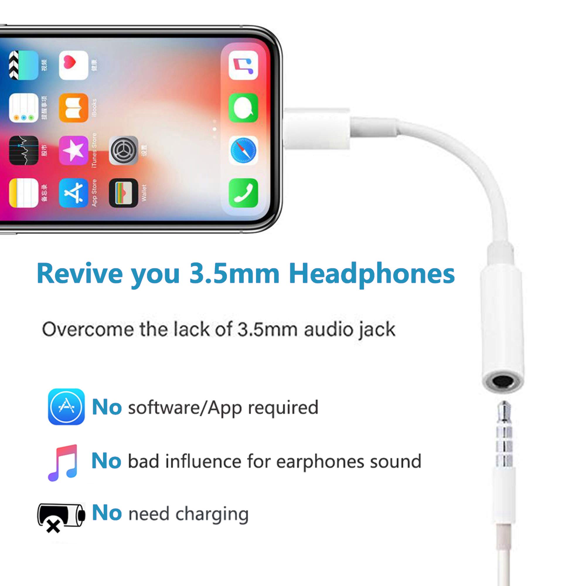 (Latest Version) iPhone Adapter,3 Pack Apple Lightning to 3.5mm Jack Aux Audio Accessories Headset Splitter Adaptor Compatible for Music Compatible with iPhone 14/13/XS/7 8 Support All iOS System