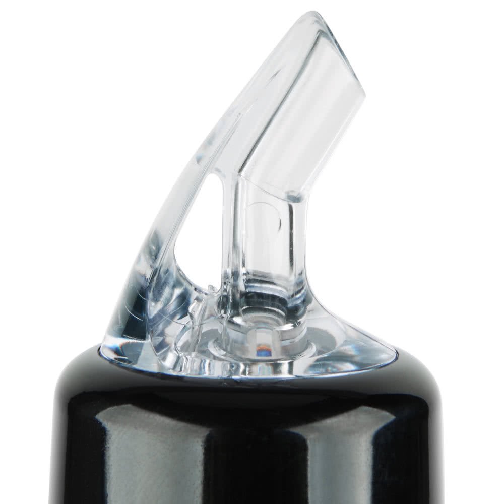 (Pack of 6) Measured Liquor Bottle Pourers, 1 oz, Clear Spout Bottle Pourer with Red Tail and Black Collar, Measured Pour Spouts by Tezzorio