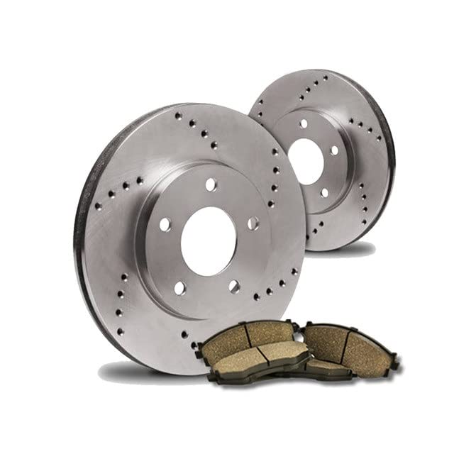 (Rear Brakes)-(StarTech Autoparts Premium Top-Notch)-(2 Drilled Brake Rotors & 4 Ceramic Brake Pads)-(STA-D-C-R-BrakeKit-719)