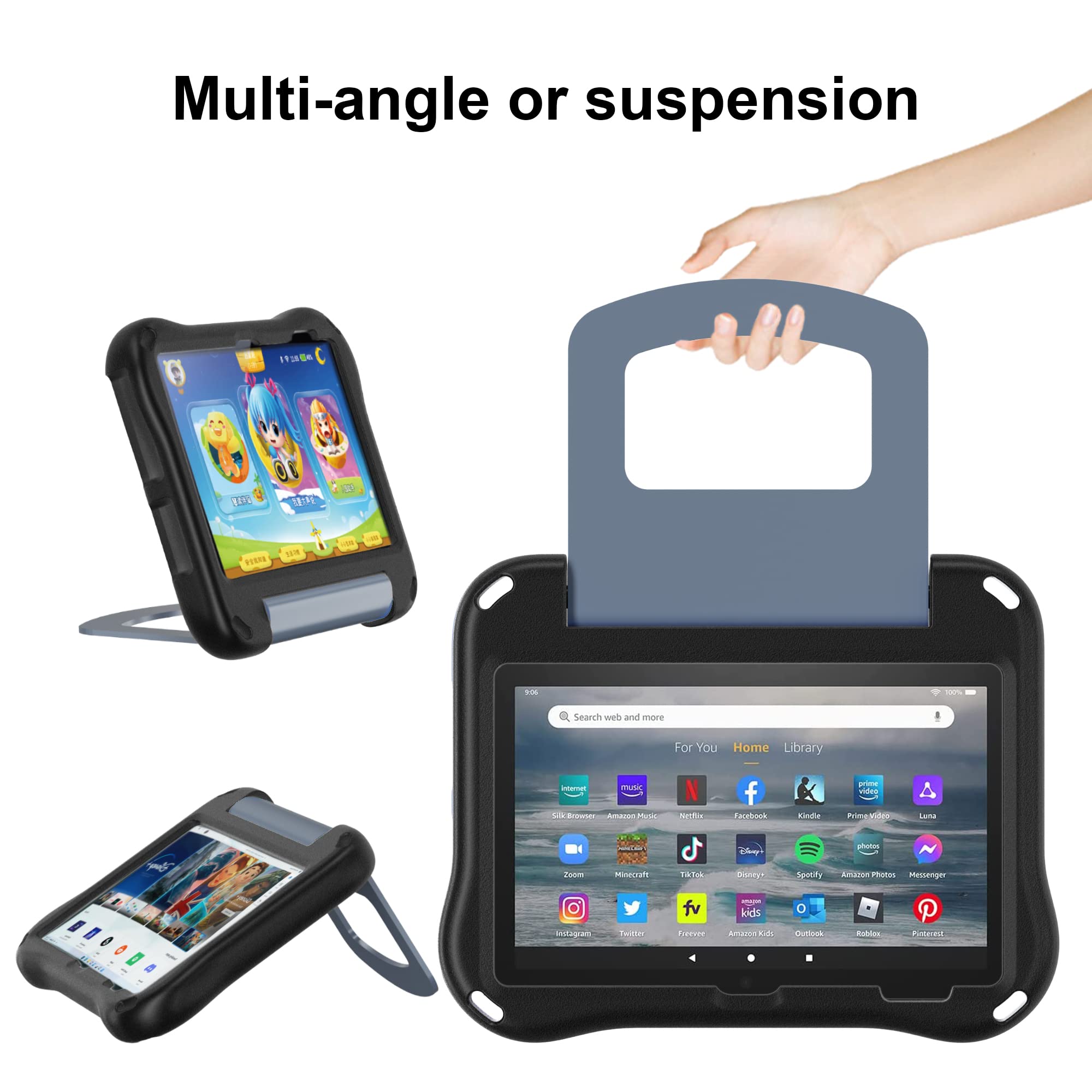 (Only Compatible with 12th Generation Tablet, 2022 Release) New Case for Kids, OQDDQO Lightweight Anti-Slip Shock Resistant Kid Friendly Cover Incompatible with iPad with Stand for 7" Tablet(Orange)