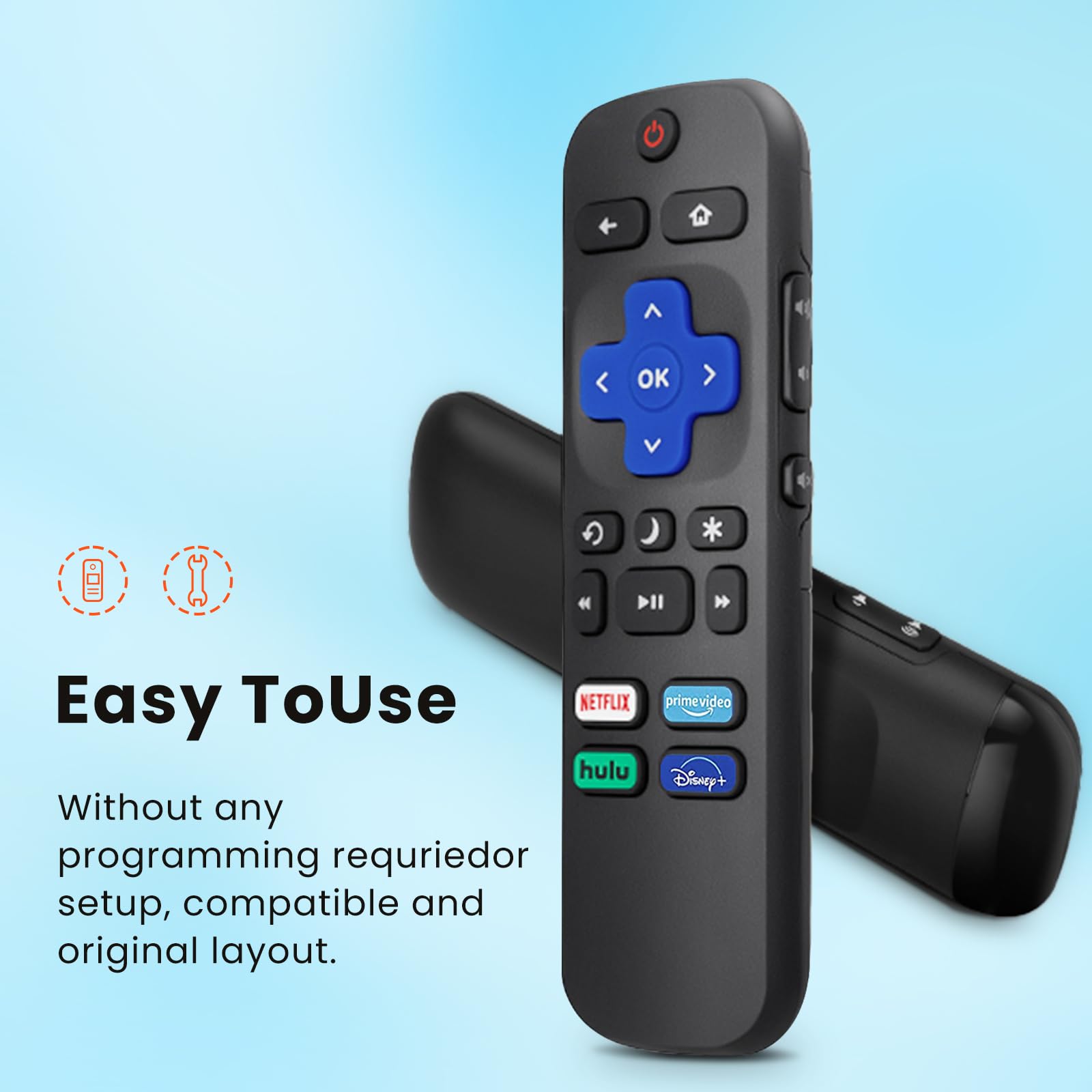 (Pack of 2) Roku Remote Replacement Only for Roku TV, Compatible for TCL Roku/Hisense Roku/Onn Roku/Sharp Roku/Element Roku, (Infrared)