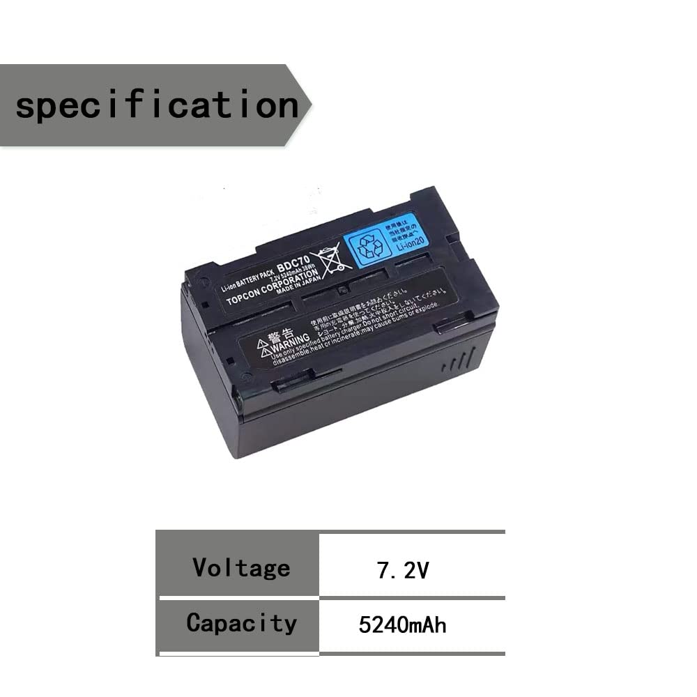 (Pack of 1) New 7.2V 5240mAh High Power Battery for Top-con BDC70 Battery