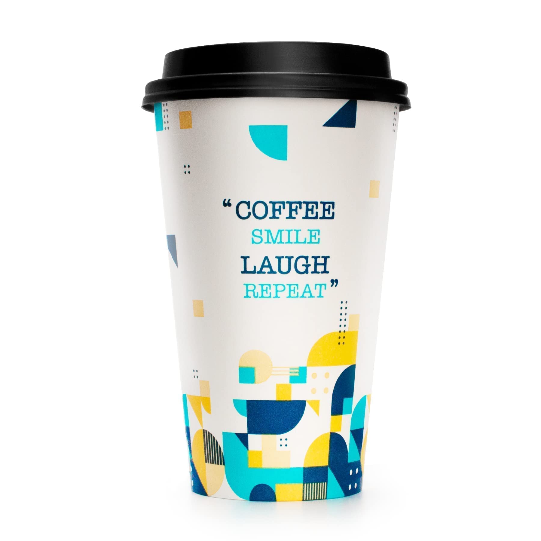 [100 Pack] To Go Coffee Paper Cups with Lids 16 oz | Disposable Coffee Cups with lids | Reusable & Recyclable | Hot & Cold Beverage Drinking Cups for Espresso Tea Water Milk