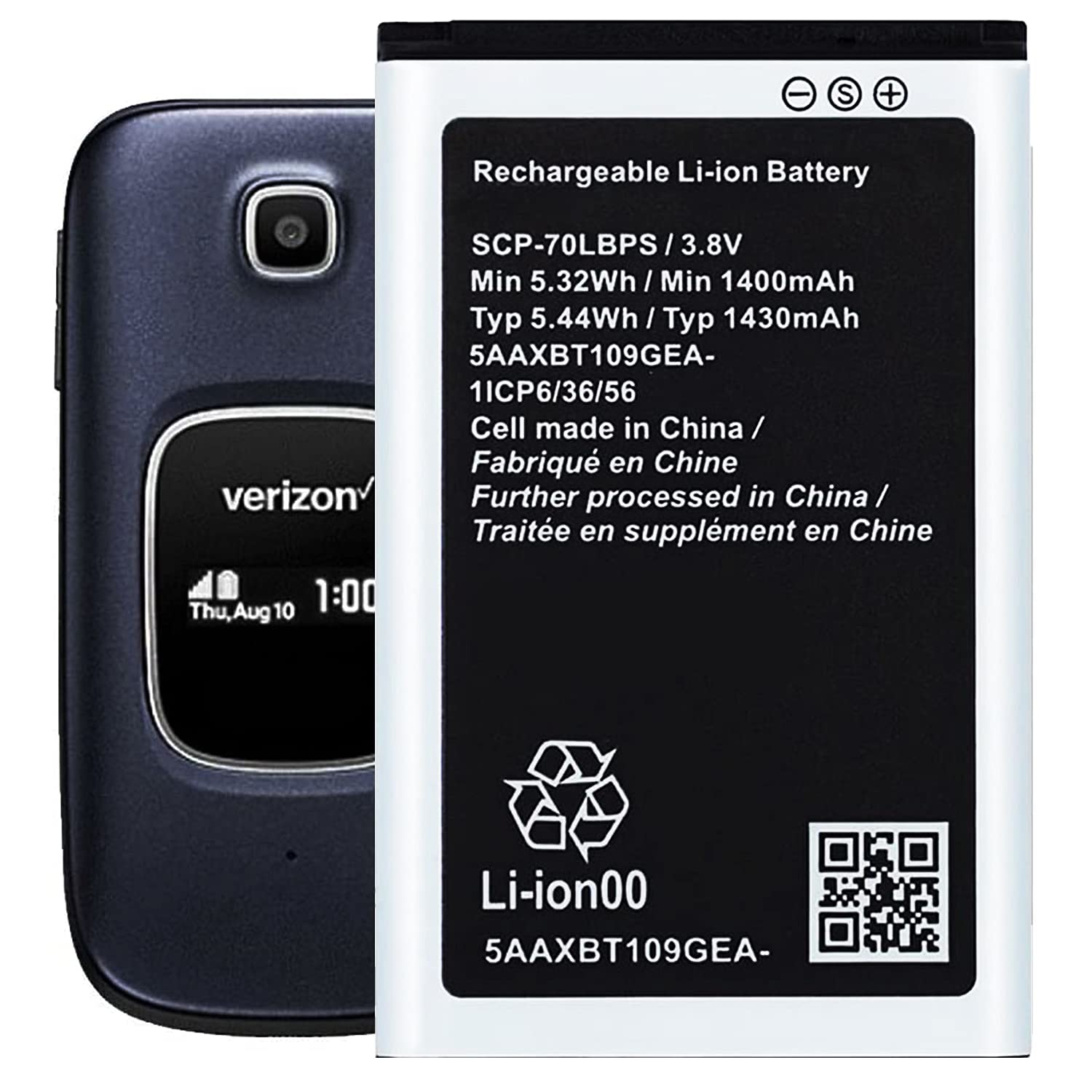 (Upgraded) Battery for SCP-70LBPS,1430mAh Replacement Battery for Kyocera SCP-70LBPS Cadence 4G LTE S2720 Verizon Flip Phone SCP70LBPS