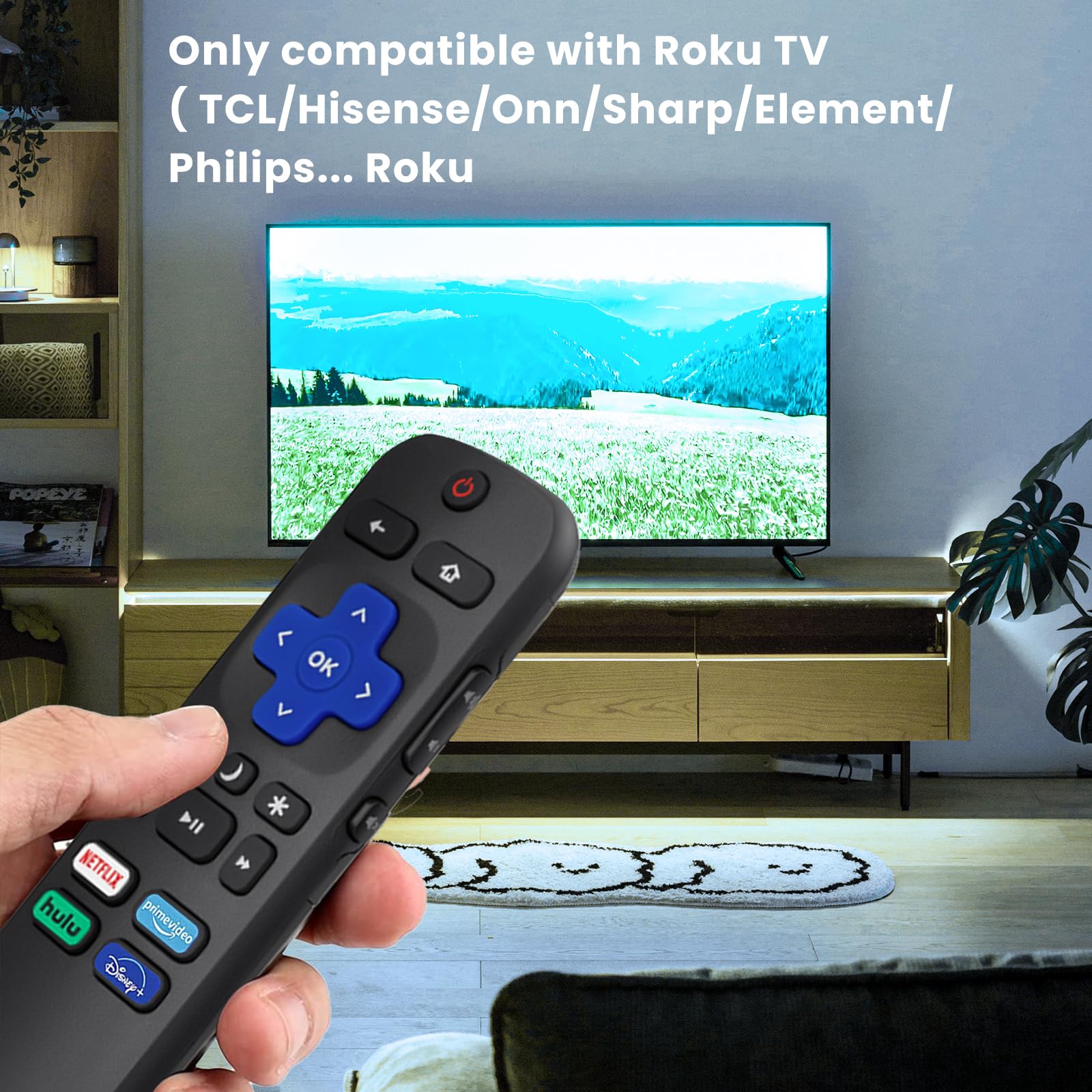 (Pack of 2) Roku Remote Replacement Only for Roku TV, Compatible for TCL Roku/Hisense Roku/Onn Roku/Sharp Roku/Element Roku, (Infrared)