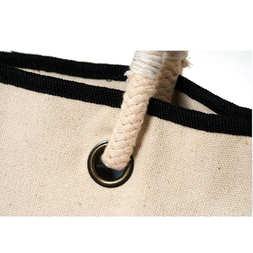 [ INITIAL - A ] Monogram Name Canvas Tote Shoulder Bag