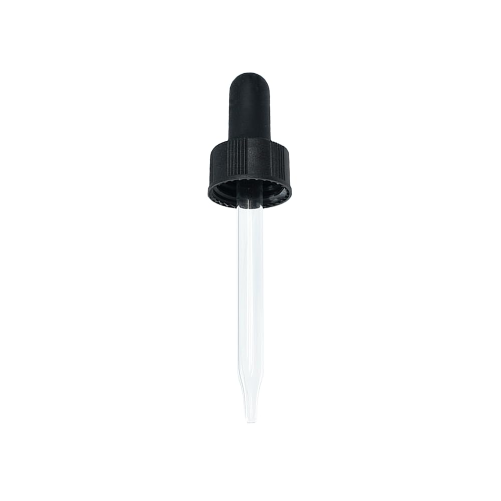 (Pack of 24) 1 oz. Amber Boston Round with Black Glass Dropper