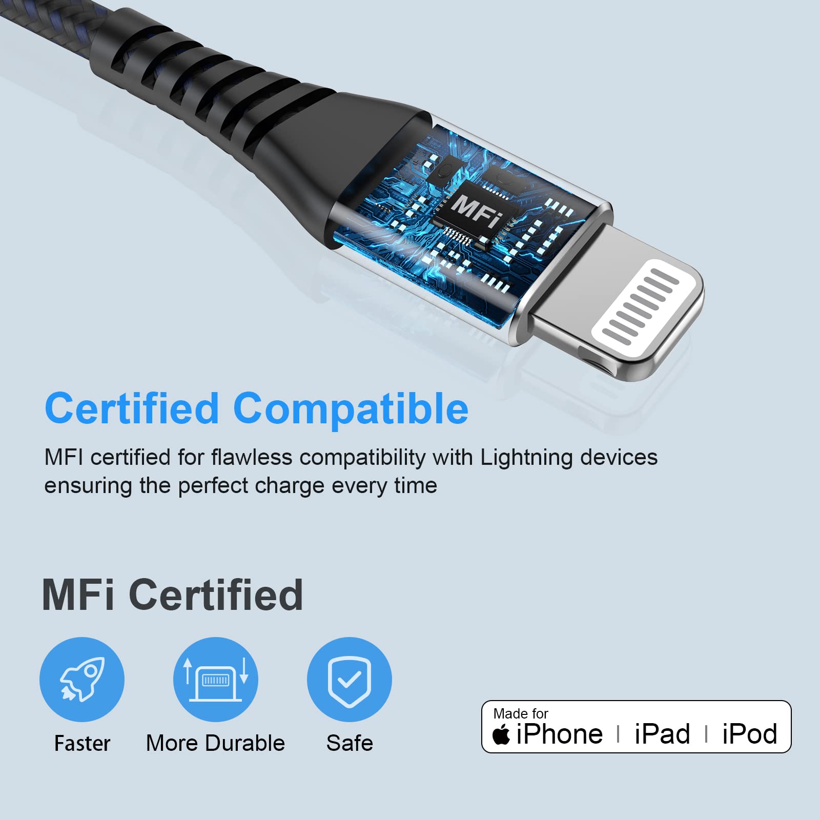 [ Apple MFi Certified 2pack ] iPhone Charger,Lightning Cable, Fast Charging Cables for Apple iPhone 12/11/11Pro/11Max/ X/XS/XR/XS Max/8/7/6/5S/SE/iPad Mini Air (10ft, Red)