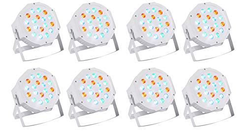 (8) Rockville RockPAR50 LED RGB Compact Par Can DJ/Club/Stage DMX Wash Light - White