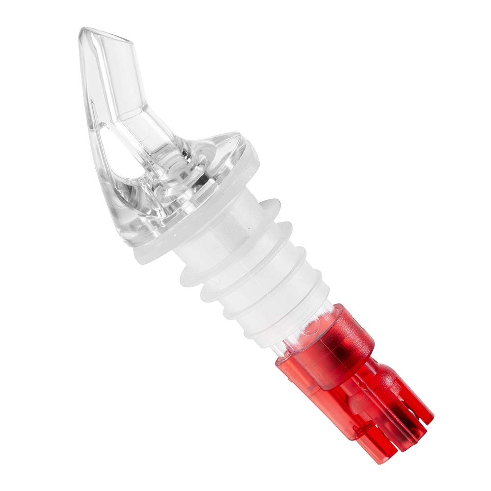 (Pack of 3) Measured Liquor Pourers, 1.oz, No Collar Clear Spout Bottle Pourer with Red Tail