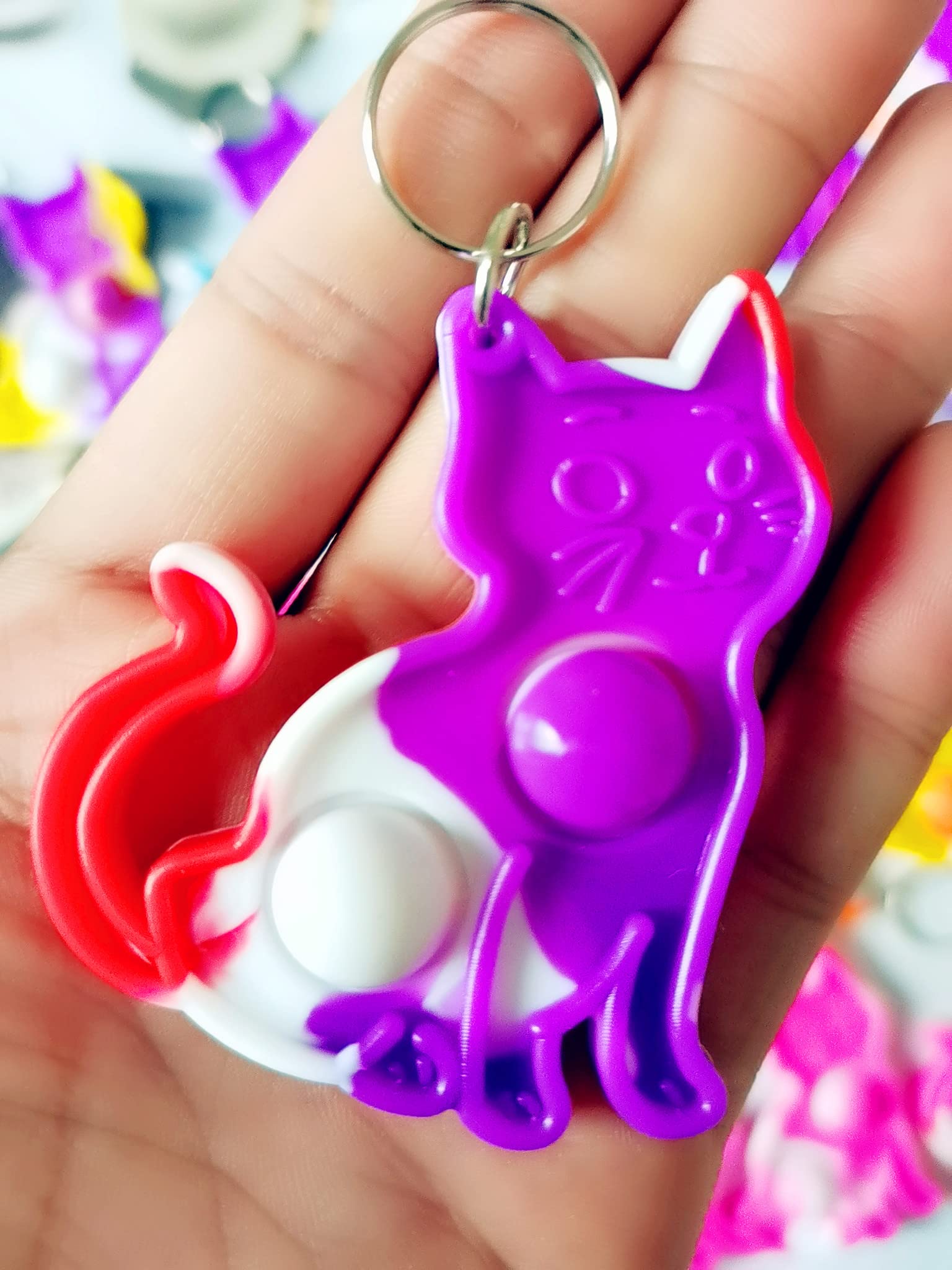 (Students Gift)24 Packs Bulk Small Cat Mini Pop Key chain,Birthday gift Party Favors Supplies,for boy and girl Student award gift