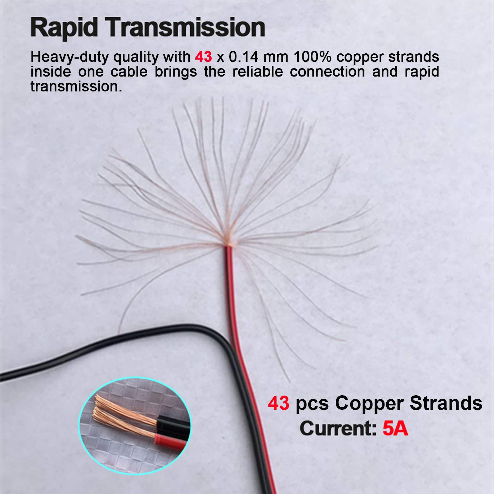 (Real 18AWG) 10 Pairs 12V 5A DC Power Pigtail Barrel Plug Connector Cable, 2.1mm x 5.5mm Male Female DC Pigtail Connectors for CCTV Security Camera and 12V Power Supply Adapter by MILAPEAK