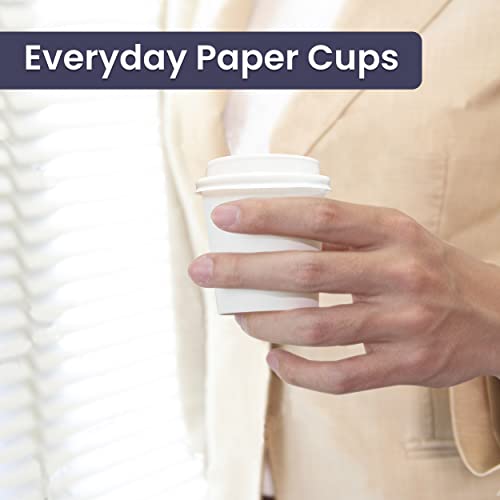 [100 Pack] 4 Oz Disposable Paper Coffee Cups with White Lids, Espresso Paper Cups with Lids, To Go Coffee Cups for Hot and Cold Beverage, On the Go Cups for Espresso, Hot Chocolate, Cortado, Macchiato