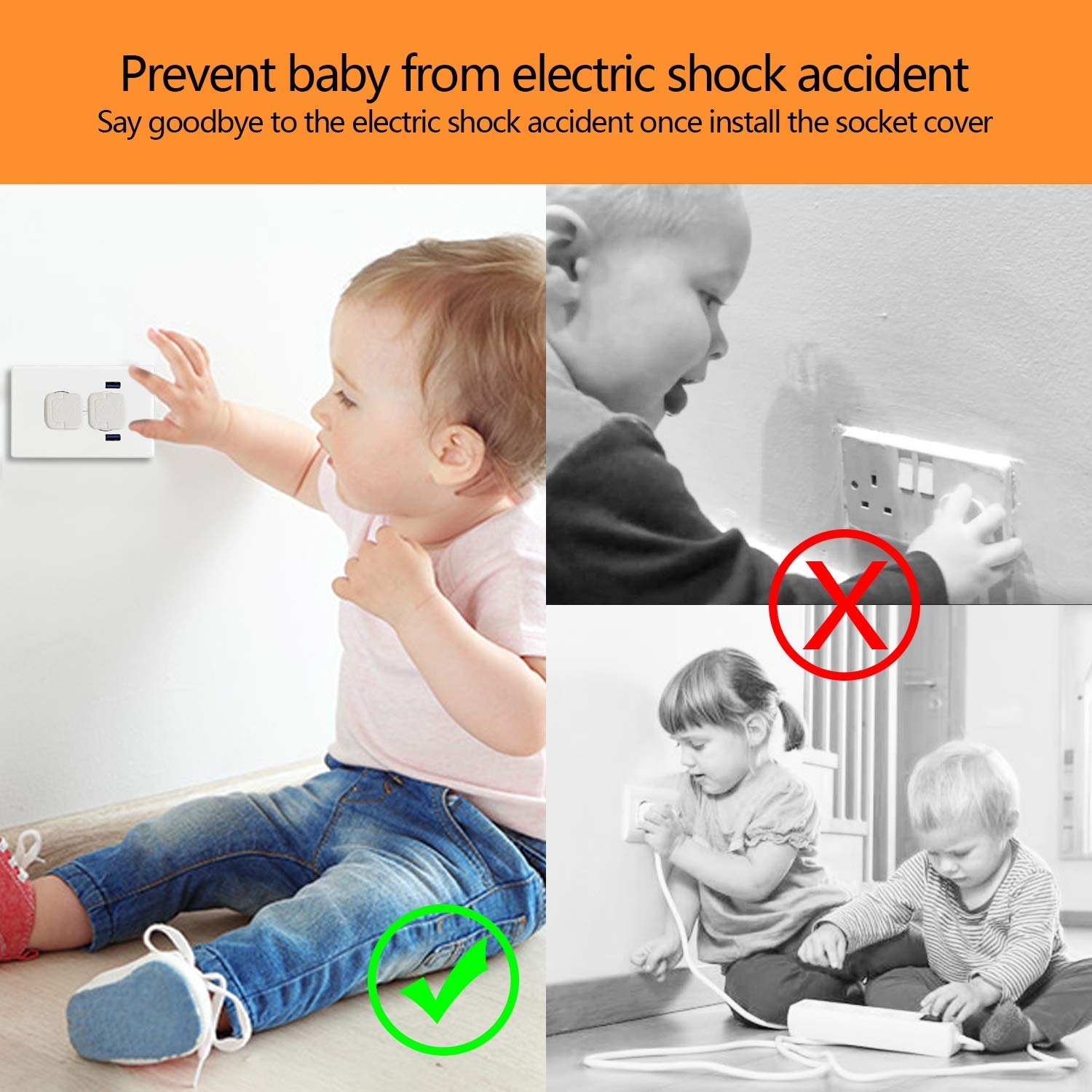 (Pack of 50) Socket Cover Baby Protective Plug Cover with Hidden Handle, Child Safety Socket Cover Socket Protector for Home and Office (3 Prong25, 2 Prong25)