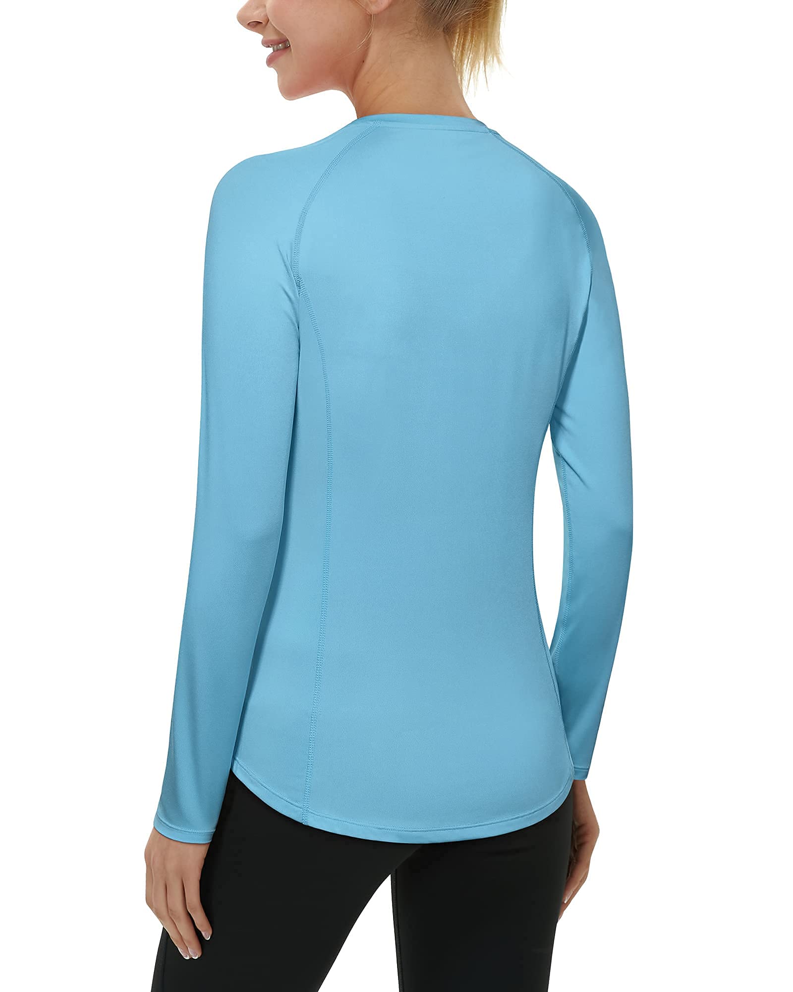 (Size:S) 2 Pack Womens Long Sleeve UV Sun Shirts UPF 50+ Workout Swim Rash Guard Tops