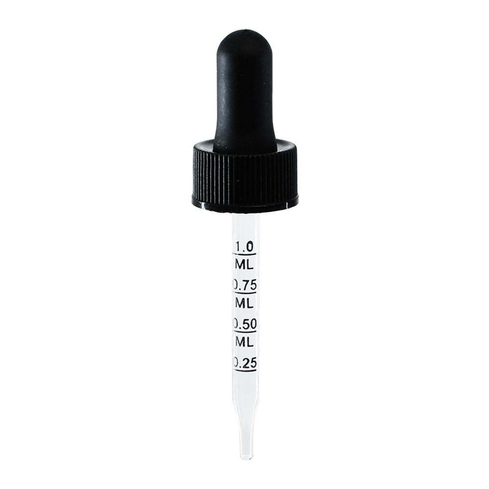 (Pack of 108) 1 oz. Amber Boston Round with Black Graduated Glass Dropper