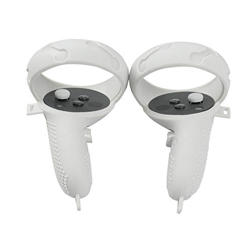 (One Size) Knuckle Strap Touch Controller Grip Cover Protective fit for Oculus Quest 2 (White)